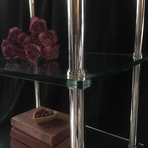 Mid-Century Modern Tempered Glass Chrome Shelving Unit | Etsy