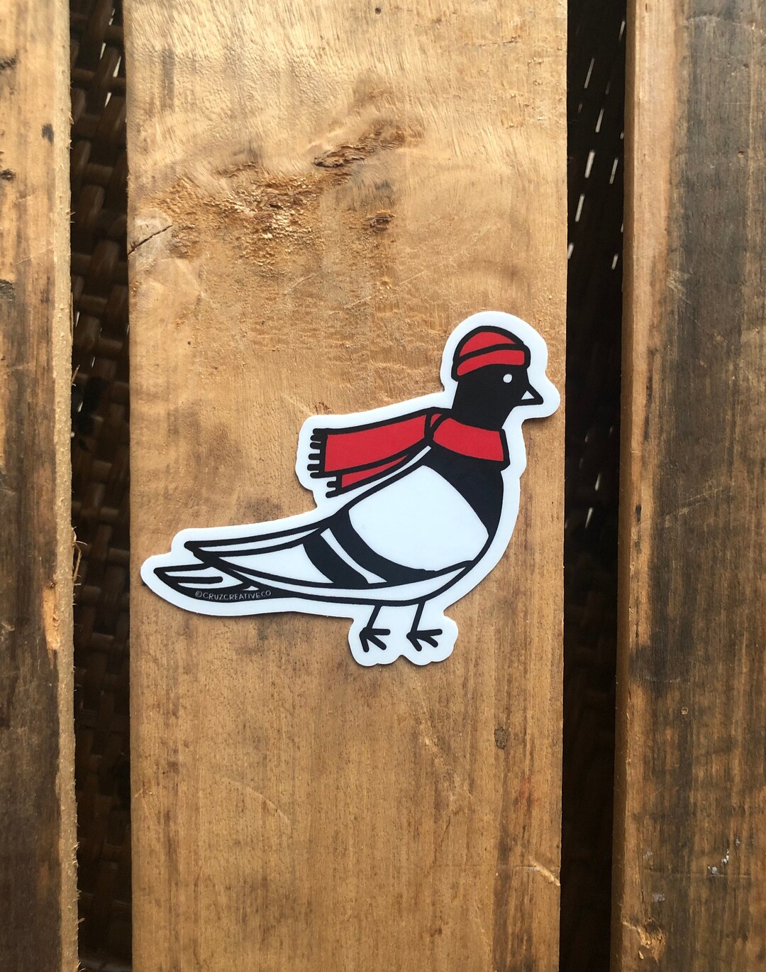 Pigeon Sticker 3”x 3”, Vinyl Sticker, Cute Pigeon With Red Hat and ...