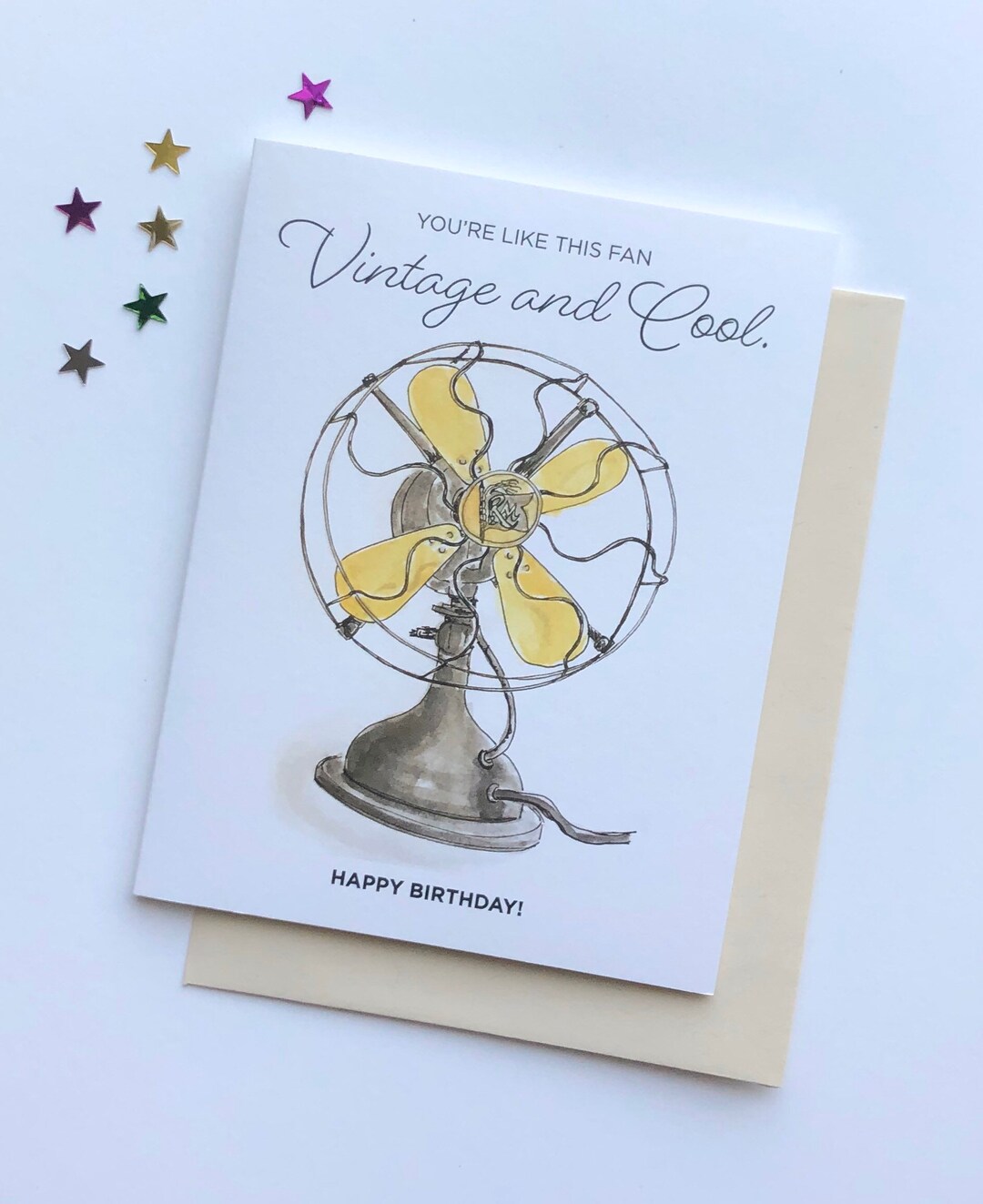 Birthday Card - Fan, Vintage and Cool! 4.25 X 5.5, Vintage Fan ...