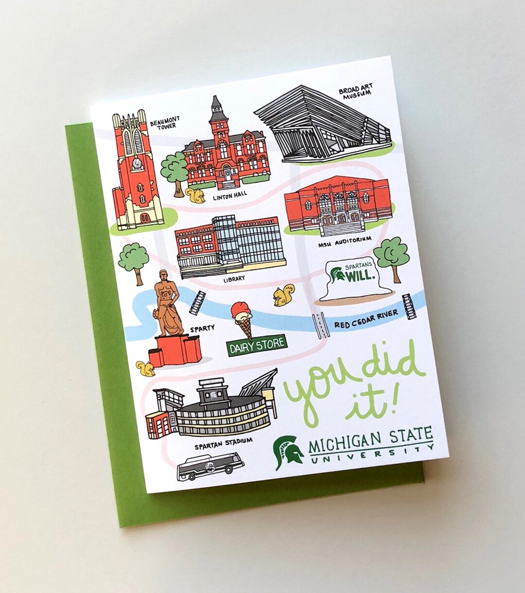 Michigan State University You Did It Greeting Cards 4.25 X 5.5 A2 ...