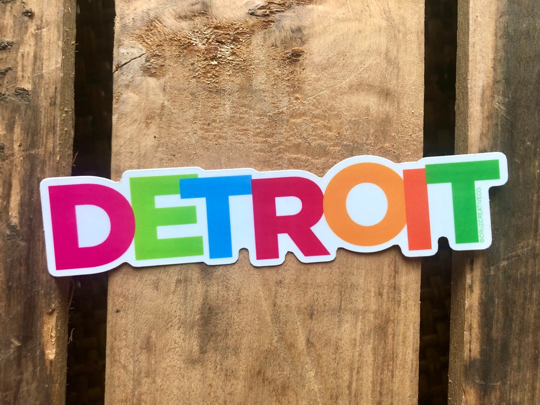 DETROIT Sticker 5 X 1 Vinyl Sticker, Detroit Colorful Stickers, Detroit ...