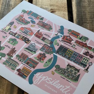Ypsilanti Map Illustration, Ypsi Art Prints, Wall Art 8x10, Historic ...