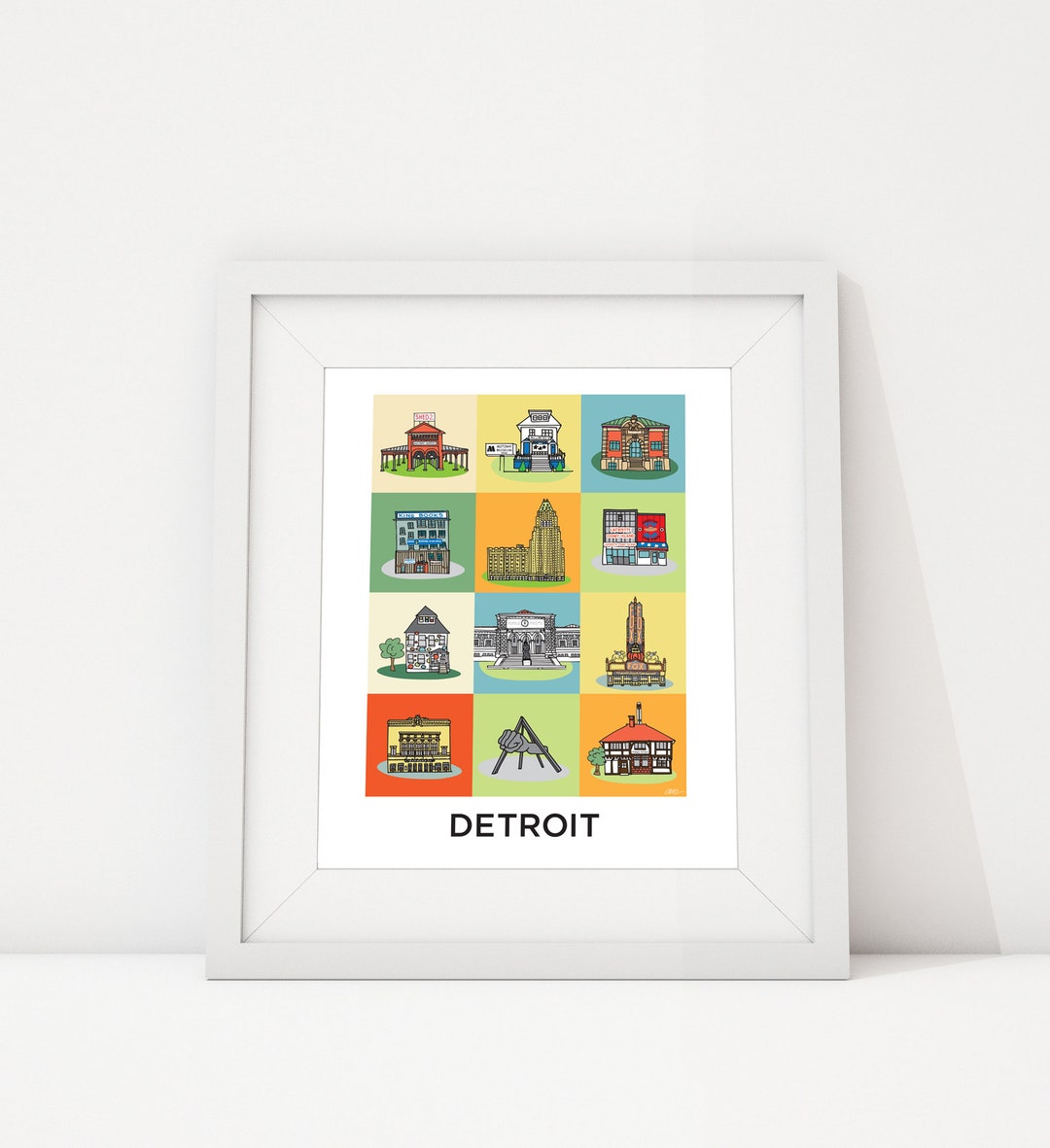 Detroit Colorful Squares, Detroit Art Prints, Wall Art 8x10, Detroit ...
