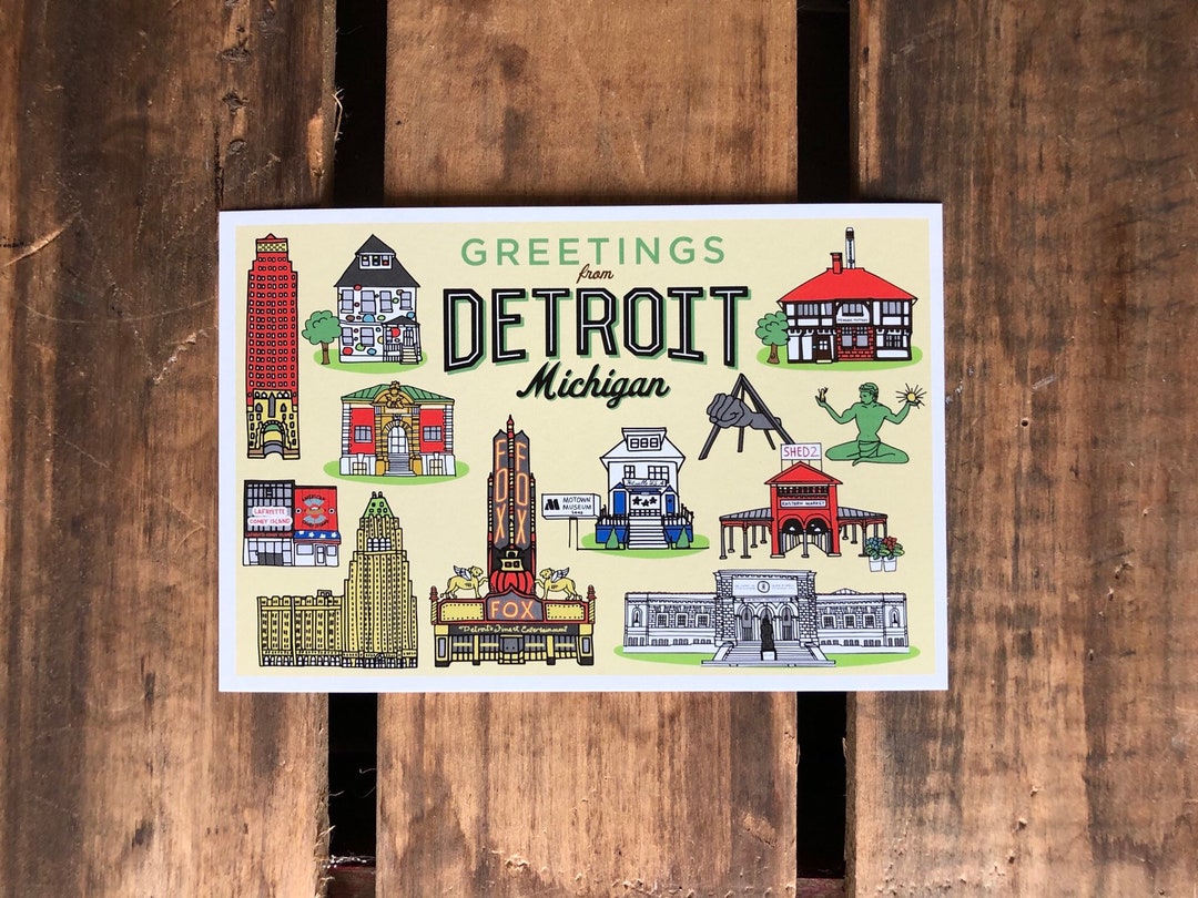 Detroit, 4x6 Postcard, Detroit, City Neighborhood, Detroit Landmarks ...