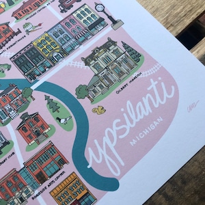 Ypsilanti Map Illustration, Ypsi Art Prints, Wall Art 8x10, Historic ...