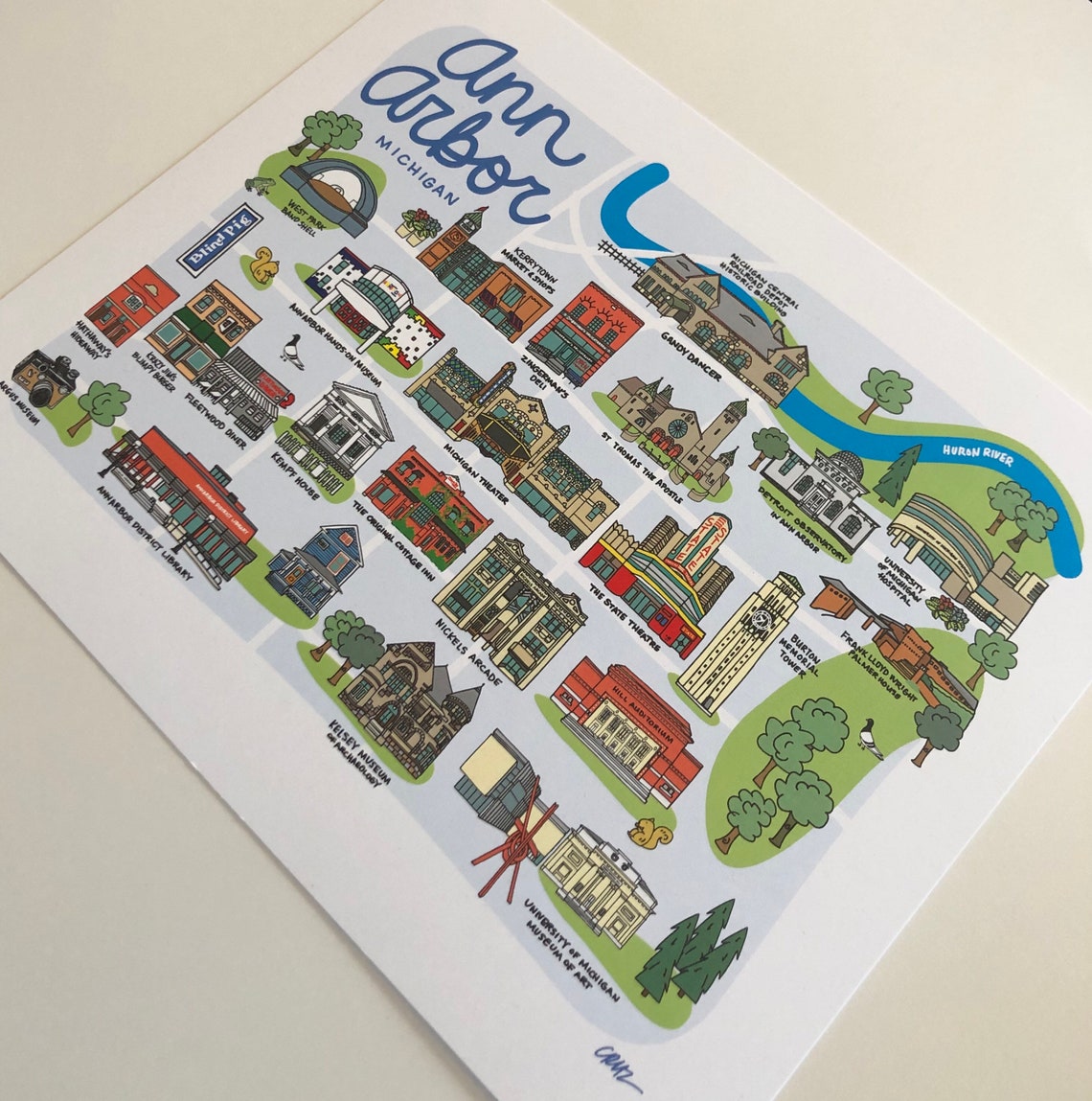 Ann Arbor Map Illustration Ann Arbor Art Prints Wall Art - Etsy