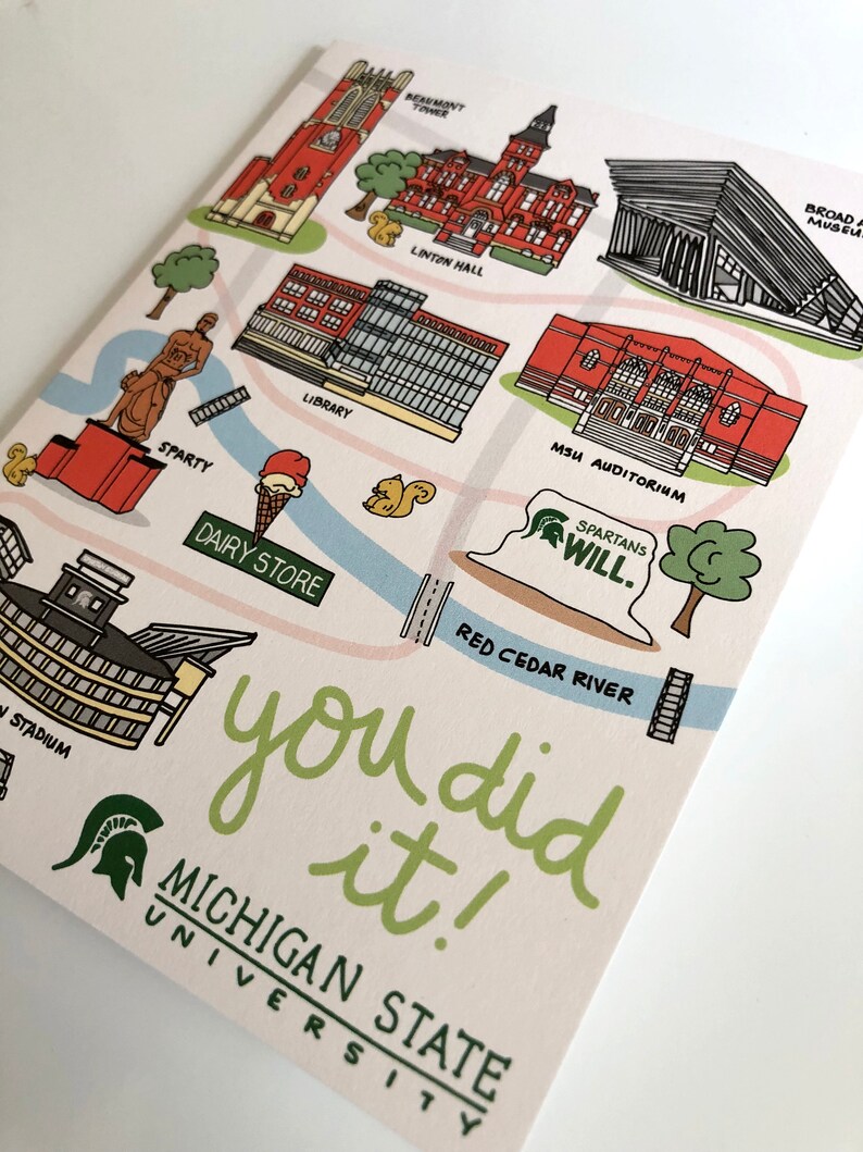 Michigan State University You Did It Greeting Cards 4.25 X | Etsy