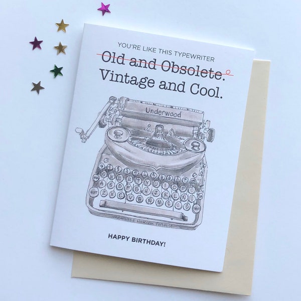 Typewriter Birthday Card - Etsy