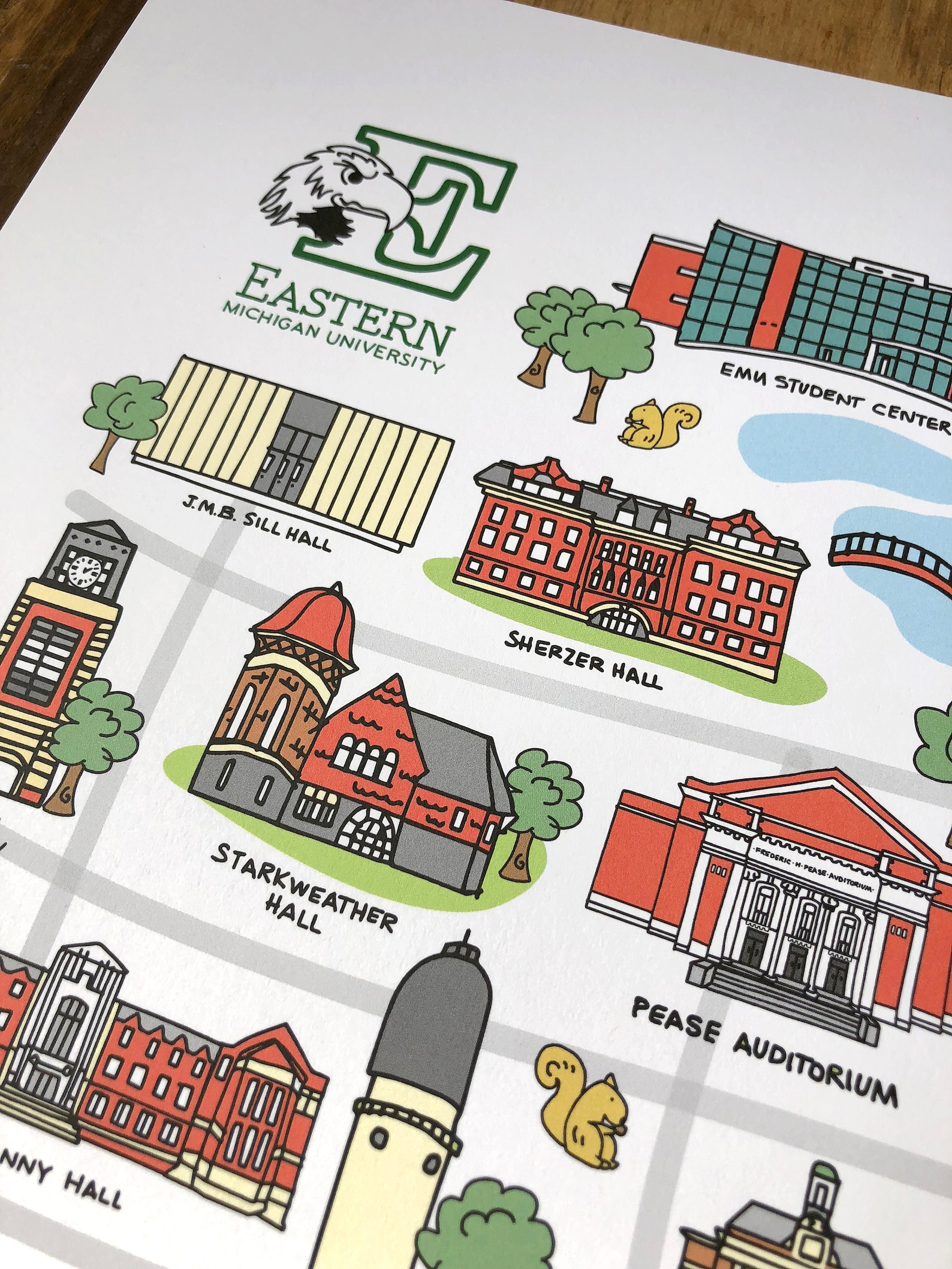 Eastern Michigan University Art Print Campus Map 8x10 EMU - Etsy
