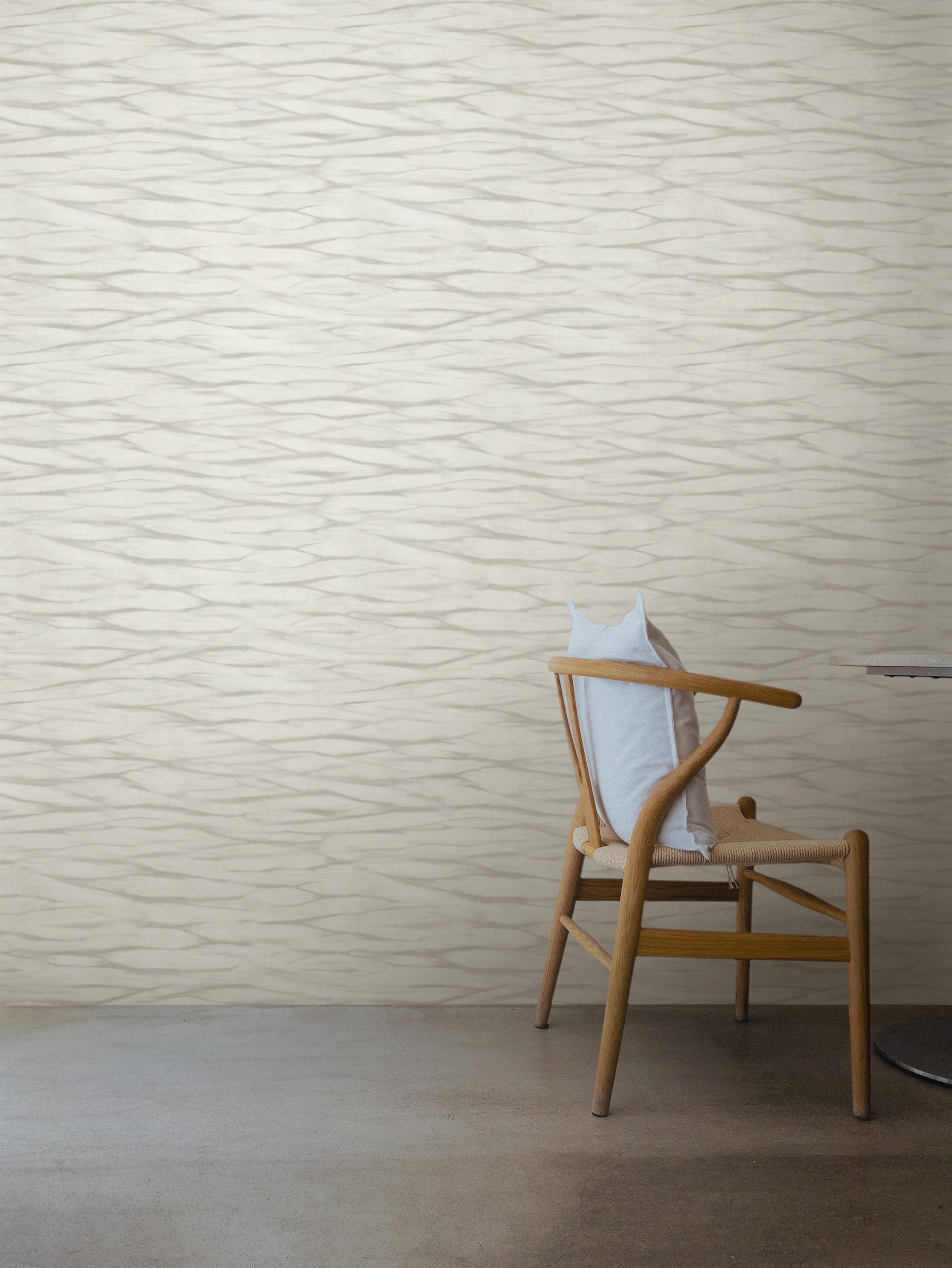 Modern Coastal Wallpaper, Shibori Wave Pattern, Light Taupe and Cream ...