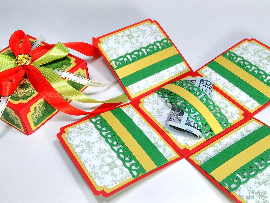 Christmas exploding money gift box Winter invitations or | Etsy