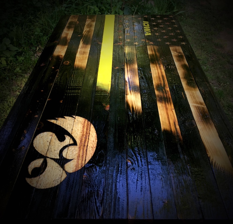 Wooden Sports Flag, Iowa Hawkeye Flag, Hawkeye Flag, Sports Team Wood ...