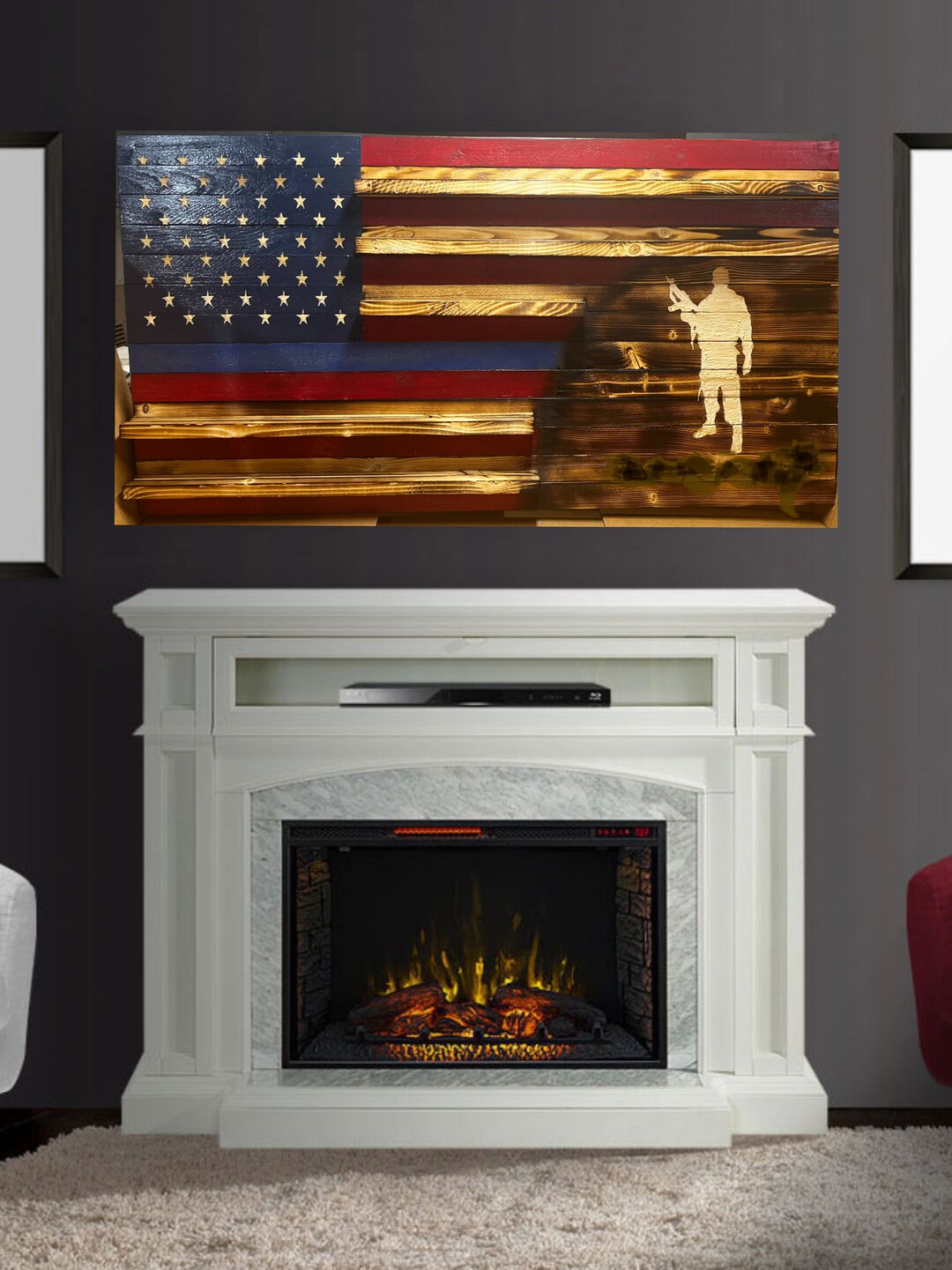 Handmade Fire-charred Wood American Flag Challenge Coin Holder - Etsy
