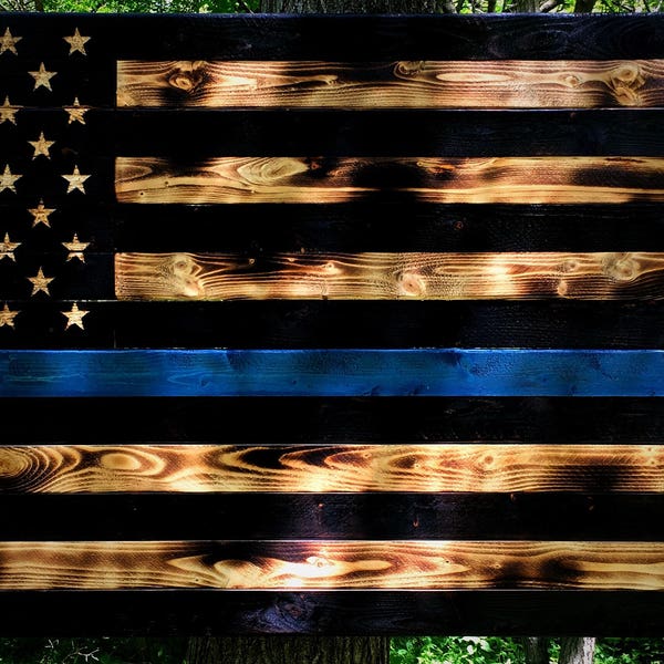 Wooden Thin Blue Line Flag - Etsy