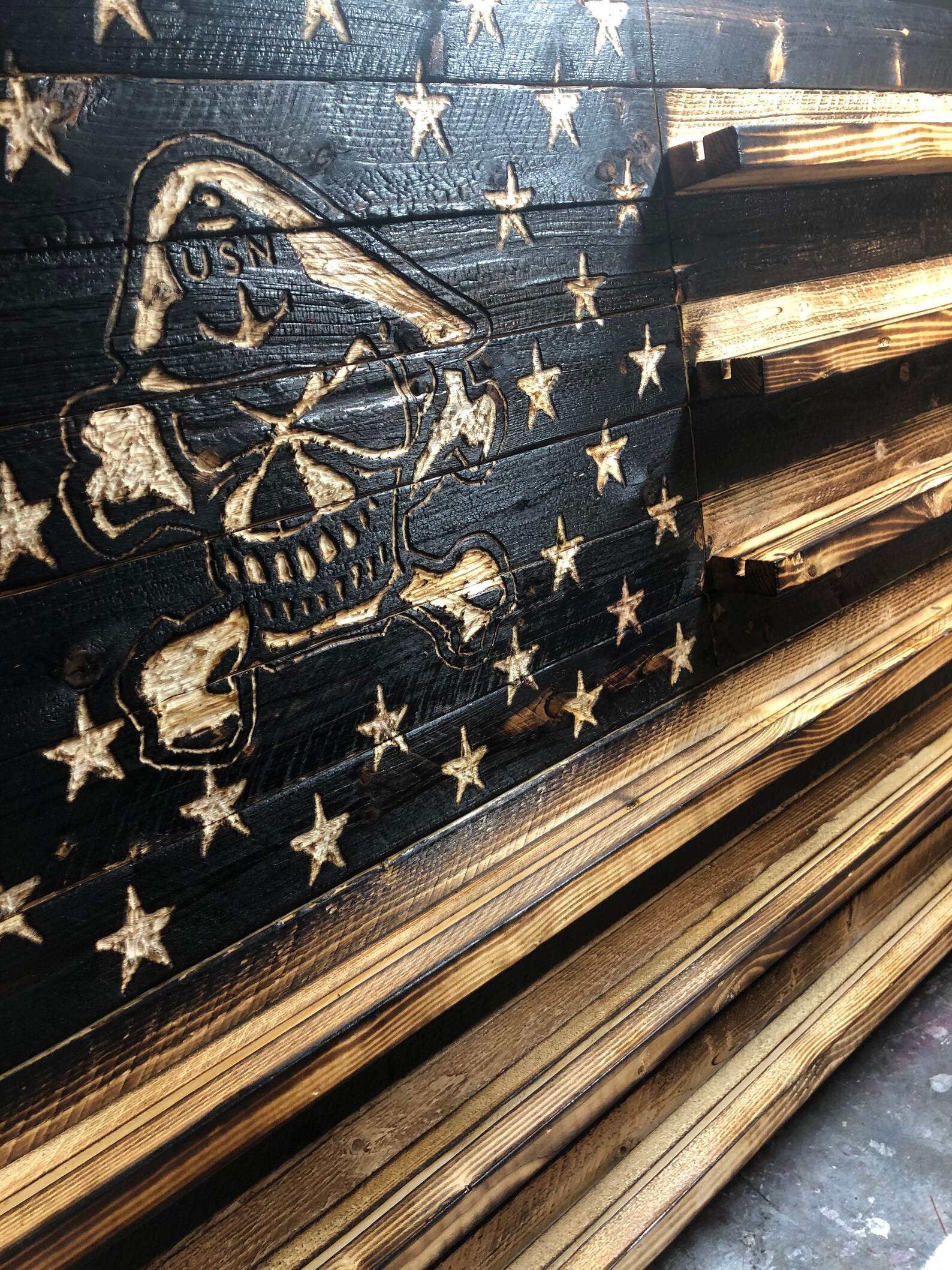 Military Challenge Coin Display, US Wood Flag Marines, Army, Navy ...