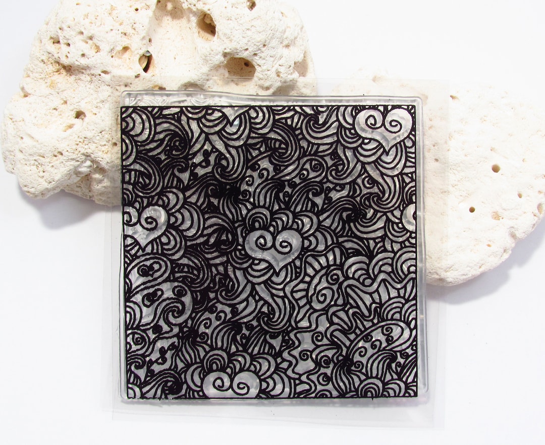 Silicone Texture Stamp (heart Doodles) - Use With Polymer Clay, Metal ...