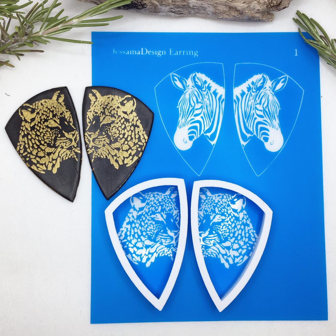 Earring Kit for Polymer Clay - Zebra & Leopard Pattern - Silkscreen ...