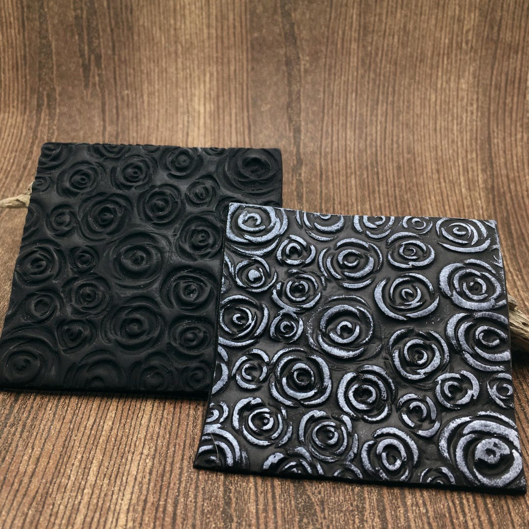44. Polymer Clay Texture Mat - Rose Pattern - Use With Polymer Clay ...