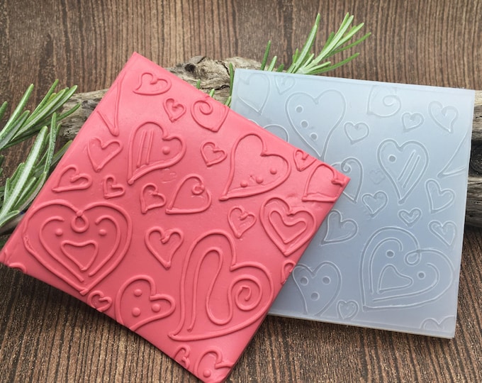 Mini Silicone Texture Mat - Heart Doodles - Use With Polymer Clay ...