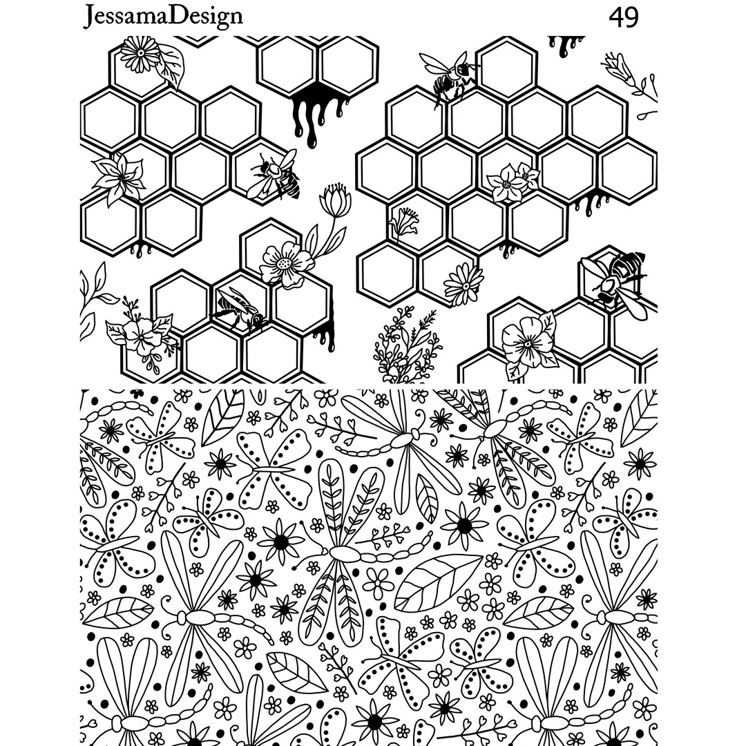 Polymer Clay Silkscreen (honeycomb & Dragonflies) Jessama Design ...