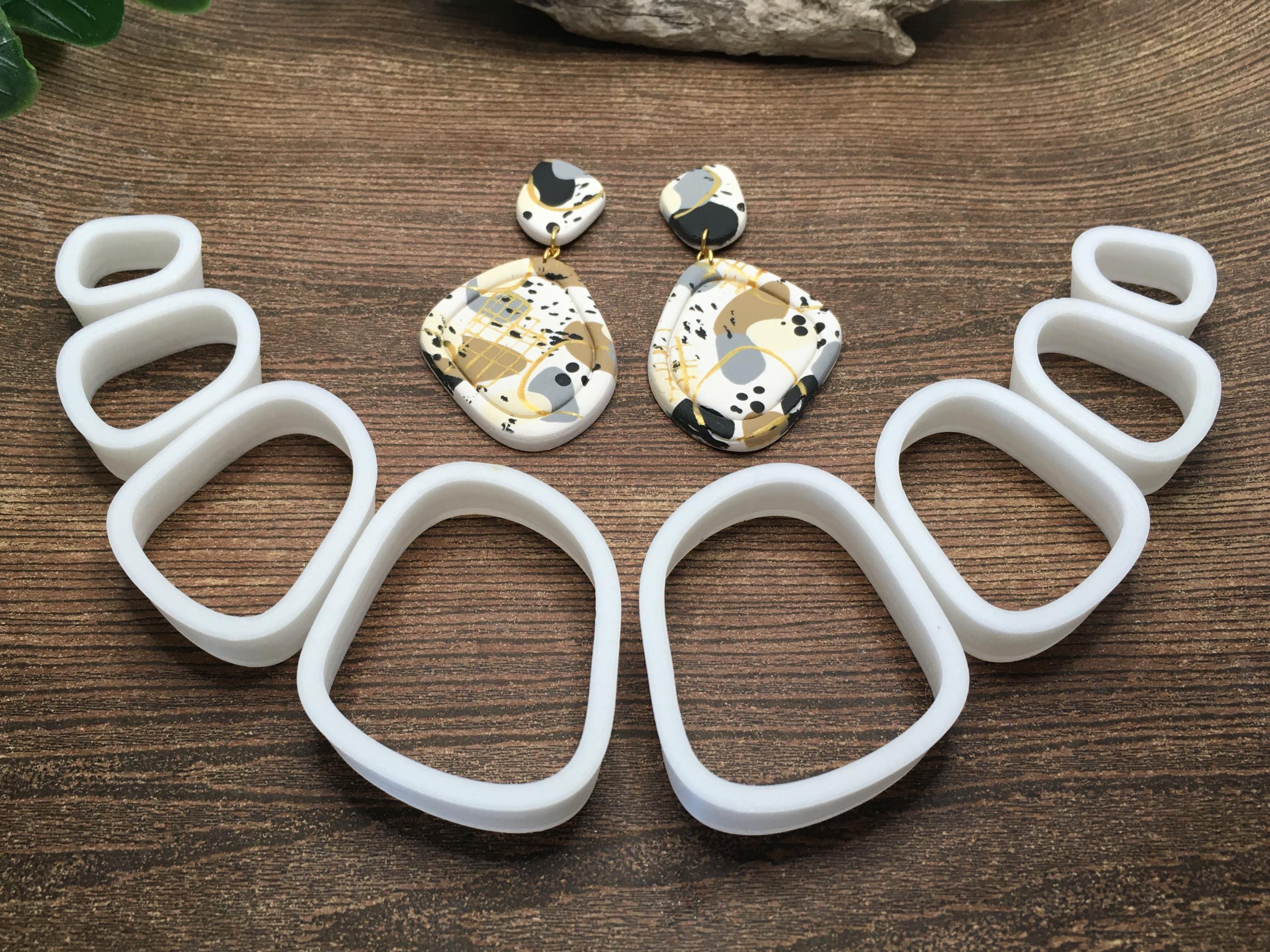 Pebble Cutter Set #1 - 8 Piece Set - Polymer Clay Abstract Mirror ...