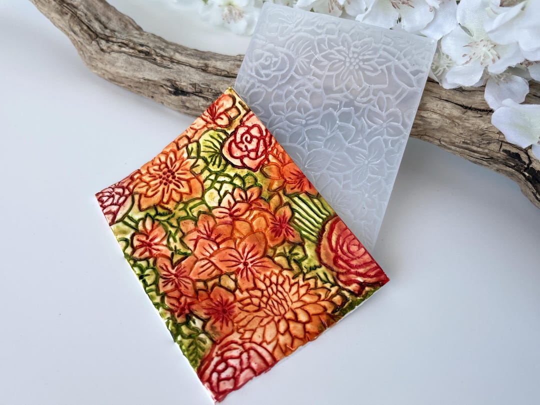16. Flexible Silicone Texture Mat - Spring Flowers Pattern - Use With ...
