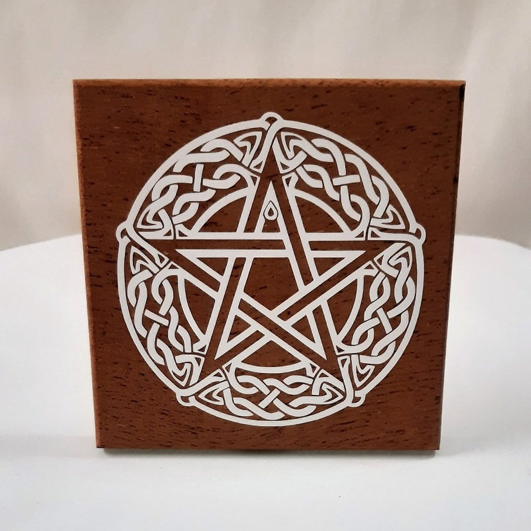 Celtic Knot Pentagram Square Merbau Board Timber Hanging - Etsy