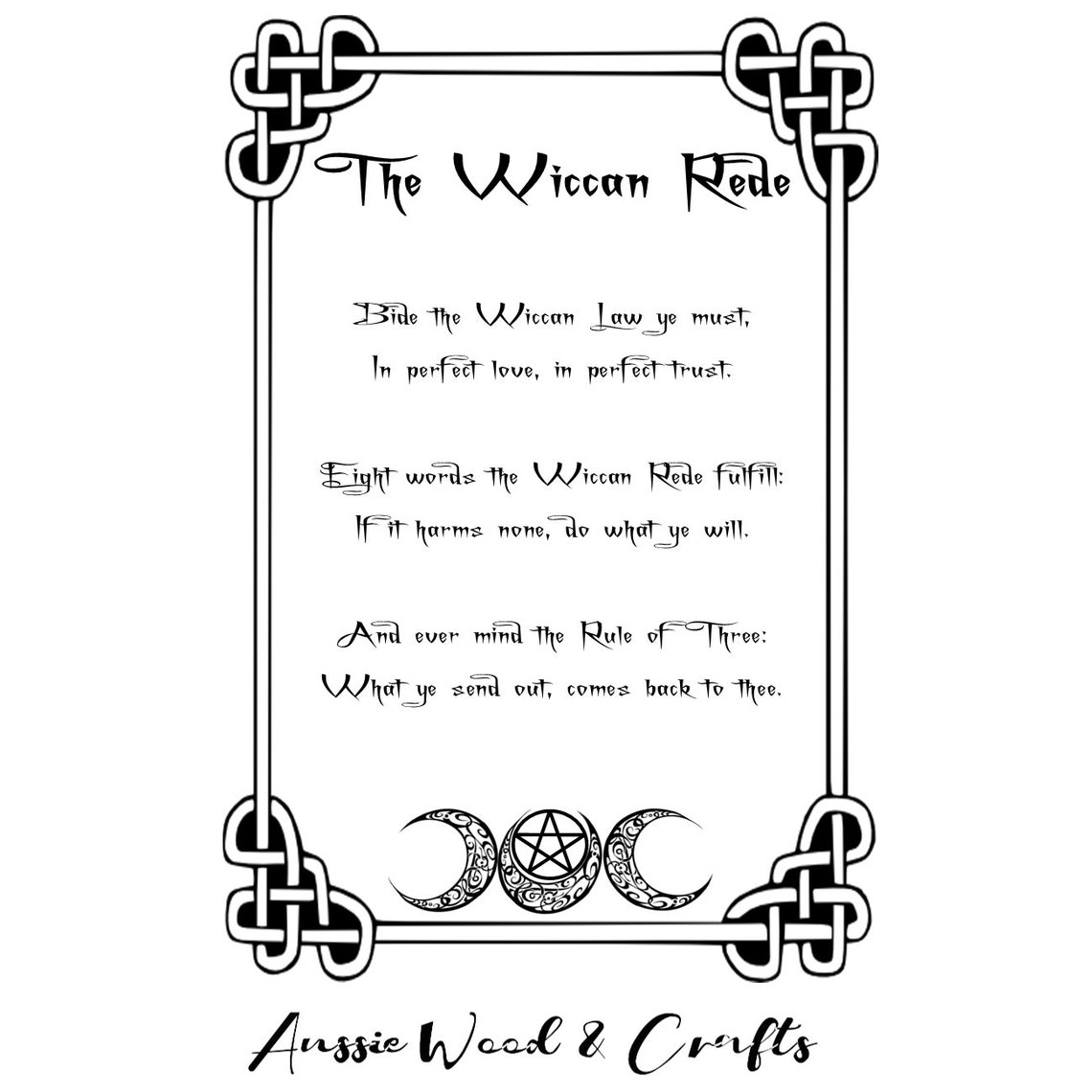 The Witches Creed Wiccan rede Book of Shadows Large Sign | Etsy