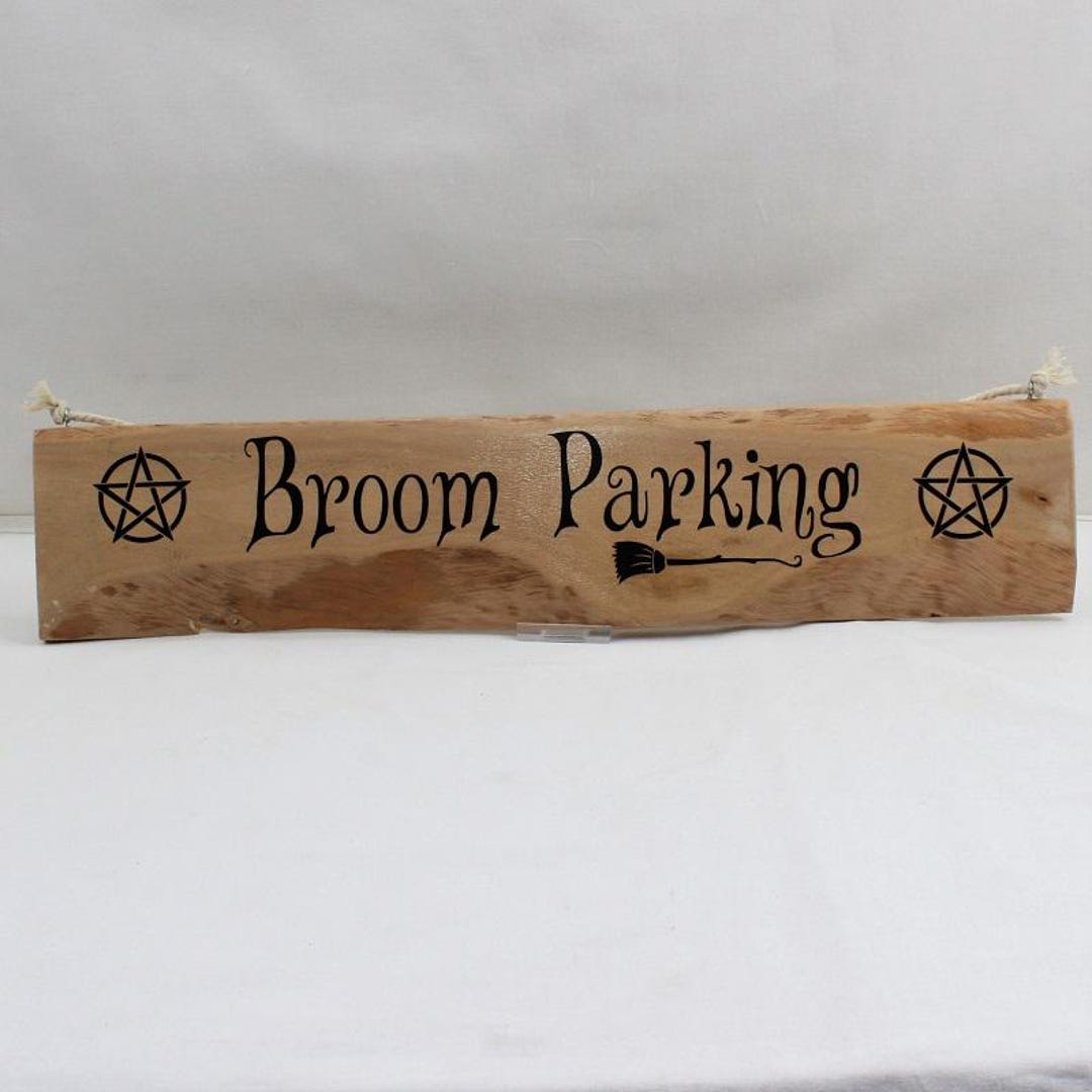 Broom Parking Sign: Rustic Upcycled Wood Witch Wall Decor - Etsy