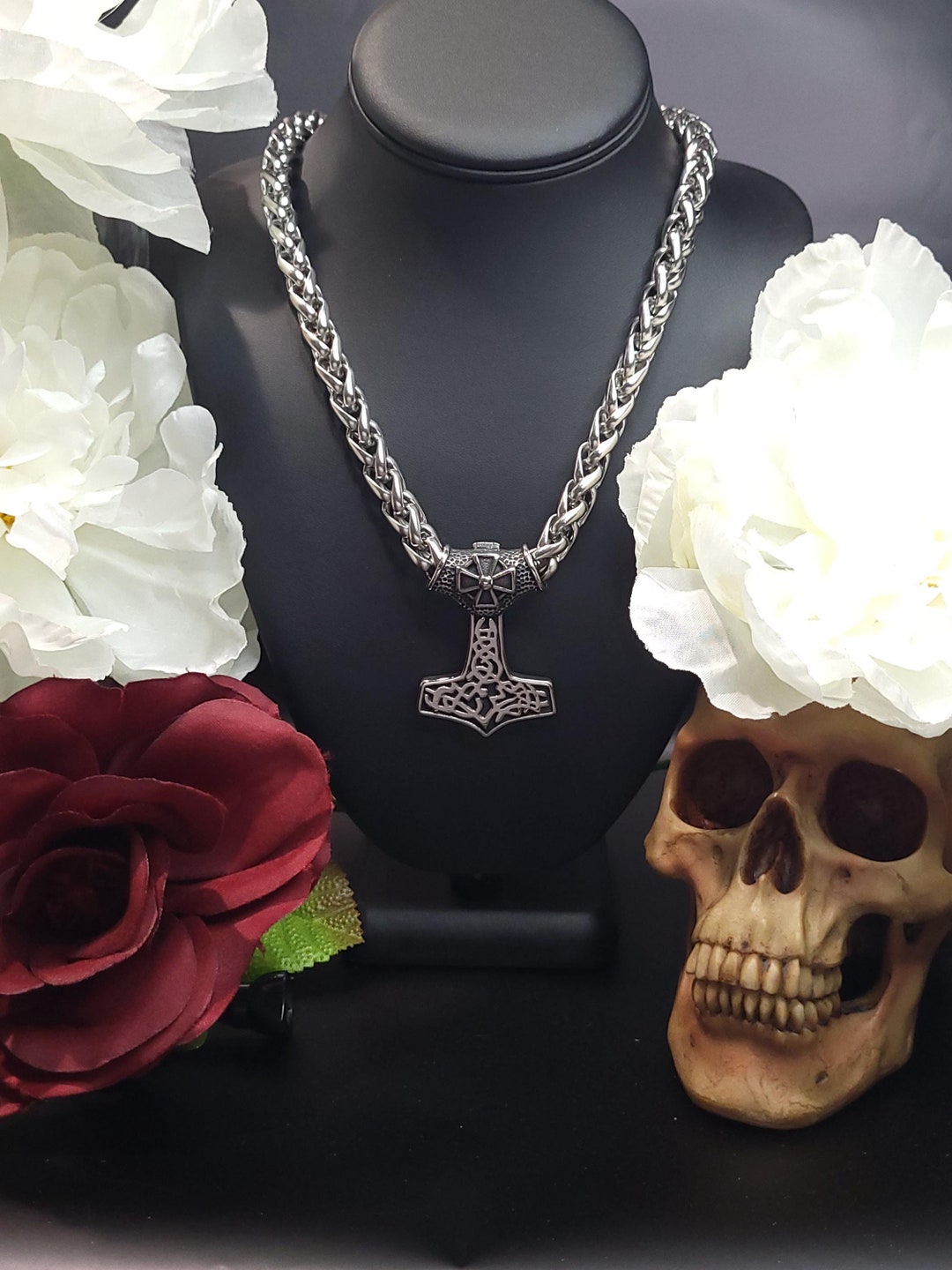 Thors Hammer With Cross 81 Support Men's Supporter Biker Stainless ...