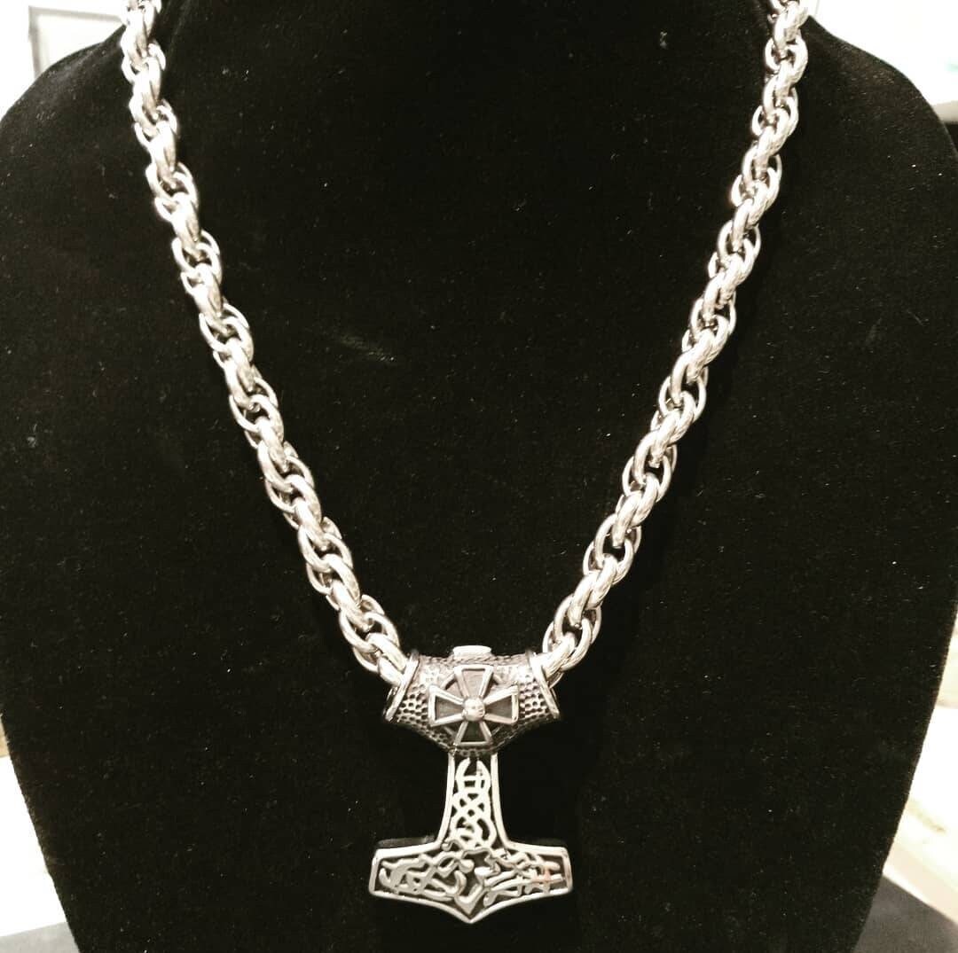 Thors Hammer With Cross 81 Support Men's Supporter Biker Stainless ...