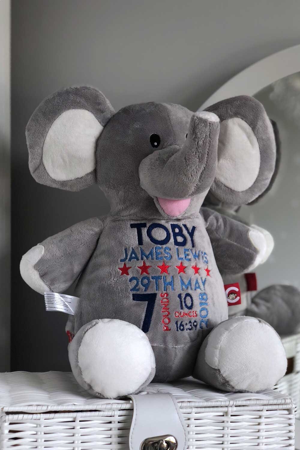 Elephant Teddy Embroidered Personalised Grey Elephant Ideal | Etsy