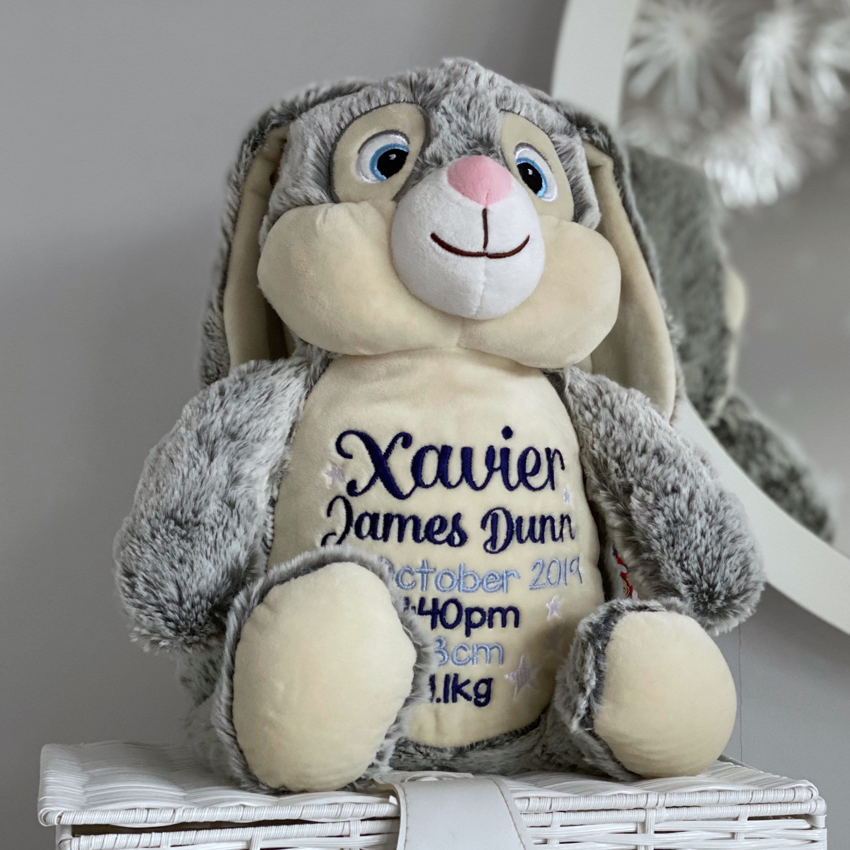 Bunny Rabbit Toy Personalised Grey Bunny for Babies and | Etsy
