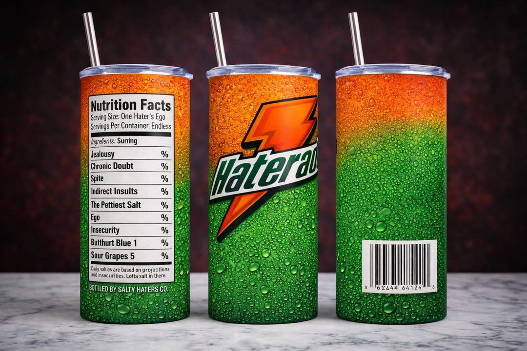 Haterade Funny Tumbler Wrap | Parody Sports Drink Label | 20oz Skinny ...
