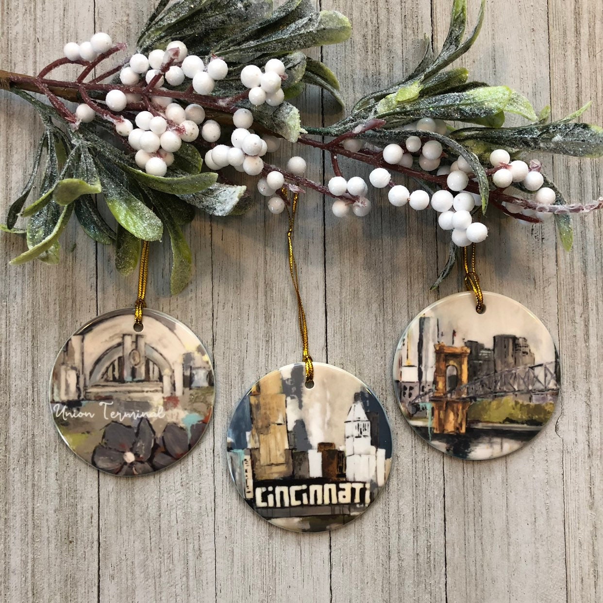 Cincinnati Skyline With Bridge Christmas Ornament, Cincinnati gift ...