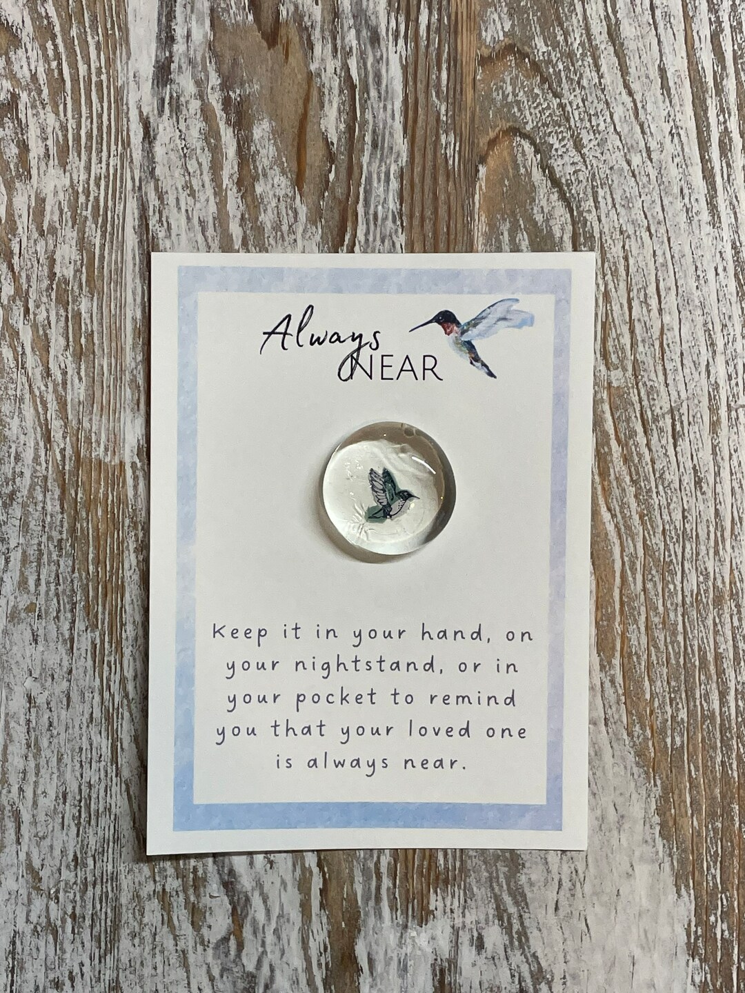 Hummingbird Always Near Glass Gem, Pocket Token, Angelversary ...