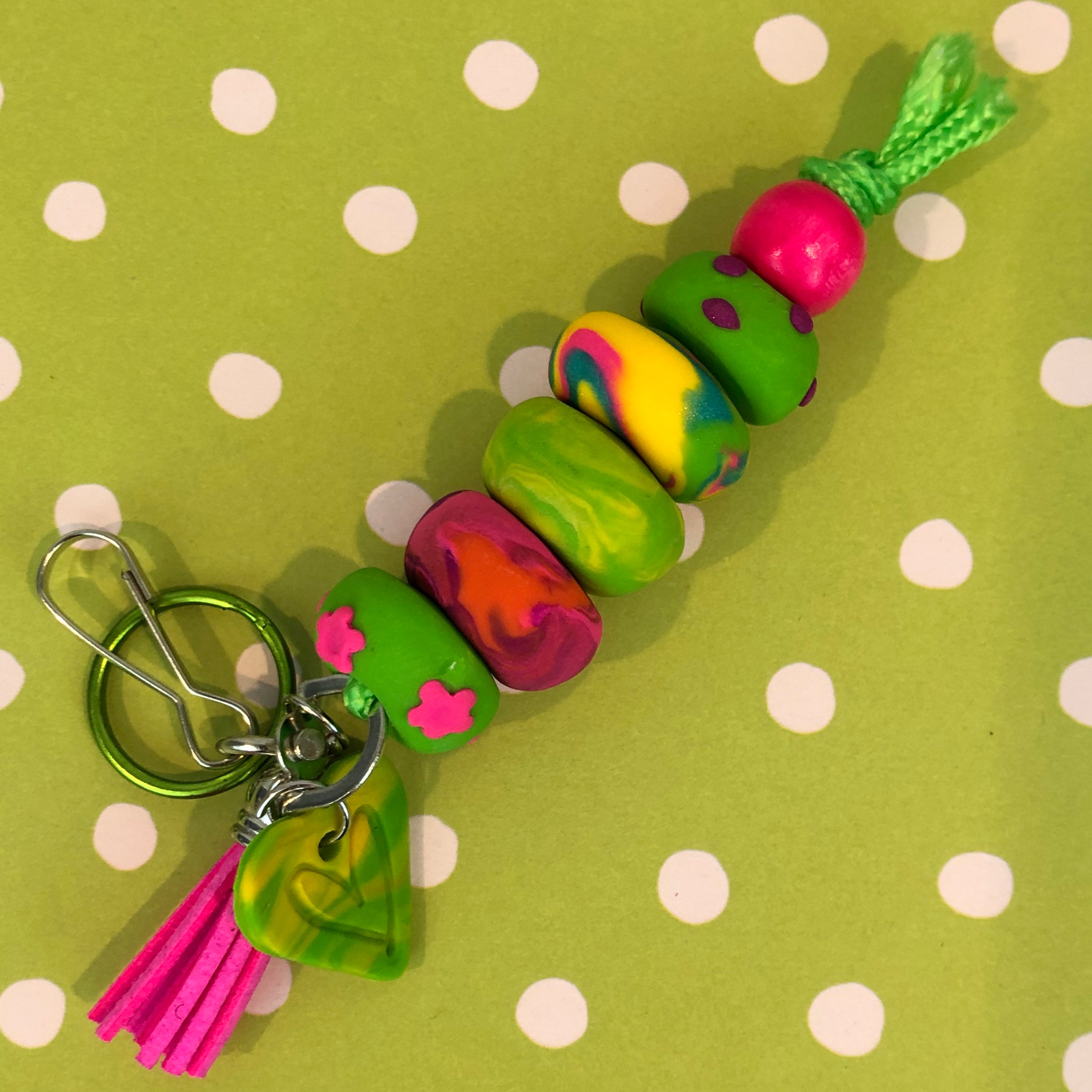 Happy Beaded Keychain-thoughtful gift/Mother’s Day/encouraging gift/