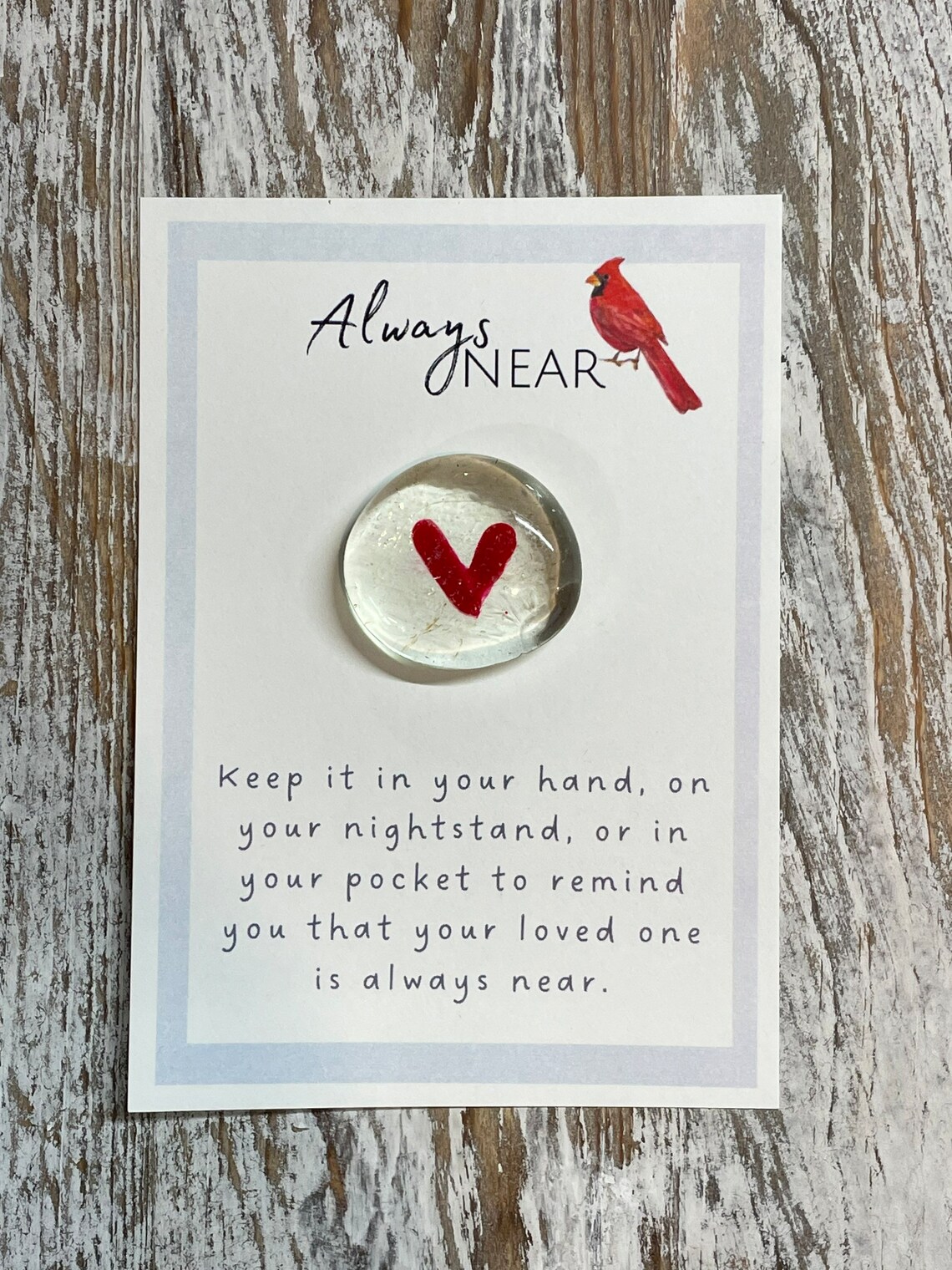 Cardinal Always Near Glass Gem Pocket Token Angelversary - Etsy