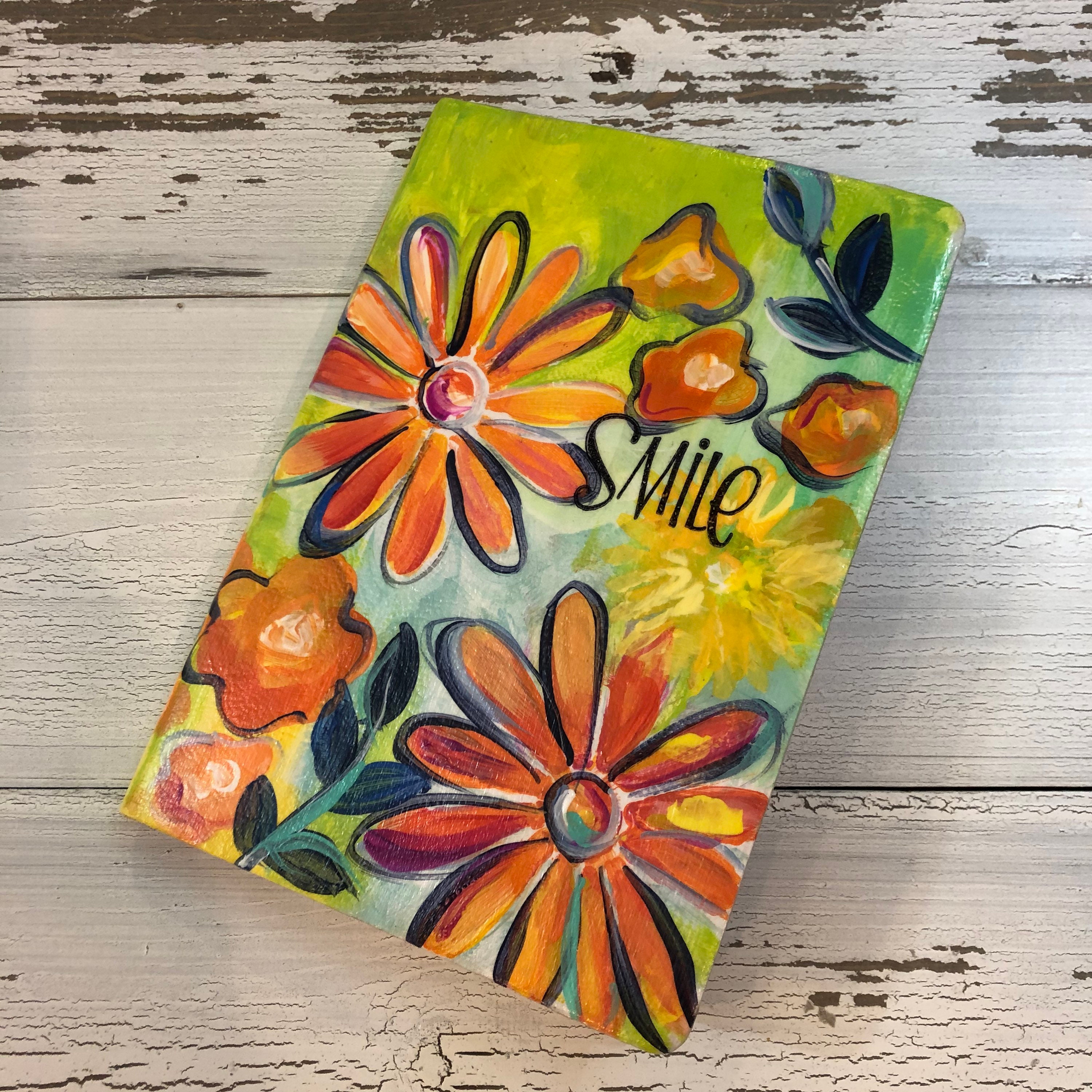 Hand Painted Journal with Orange Blooms -Journaling/ writing/meditation ...