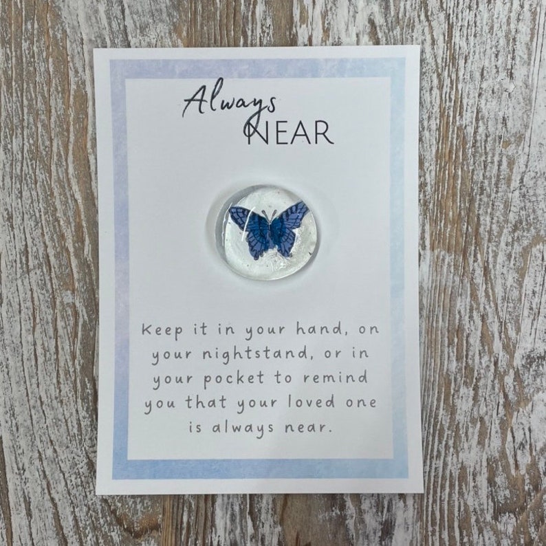 Butterfly Always Near Glass Gem Pocket Token Angelversary - Etsy