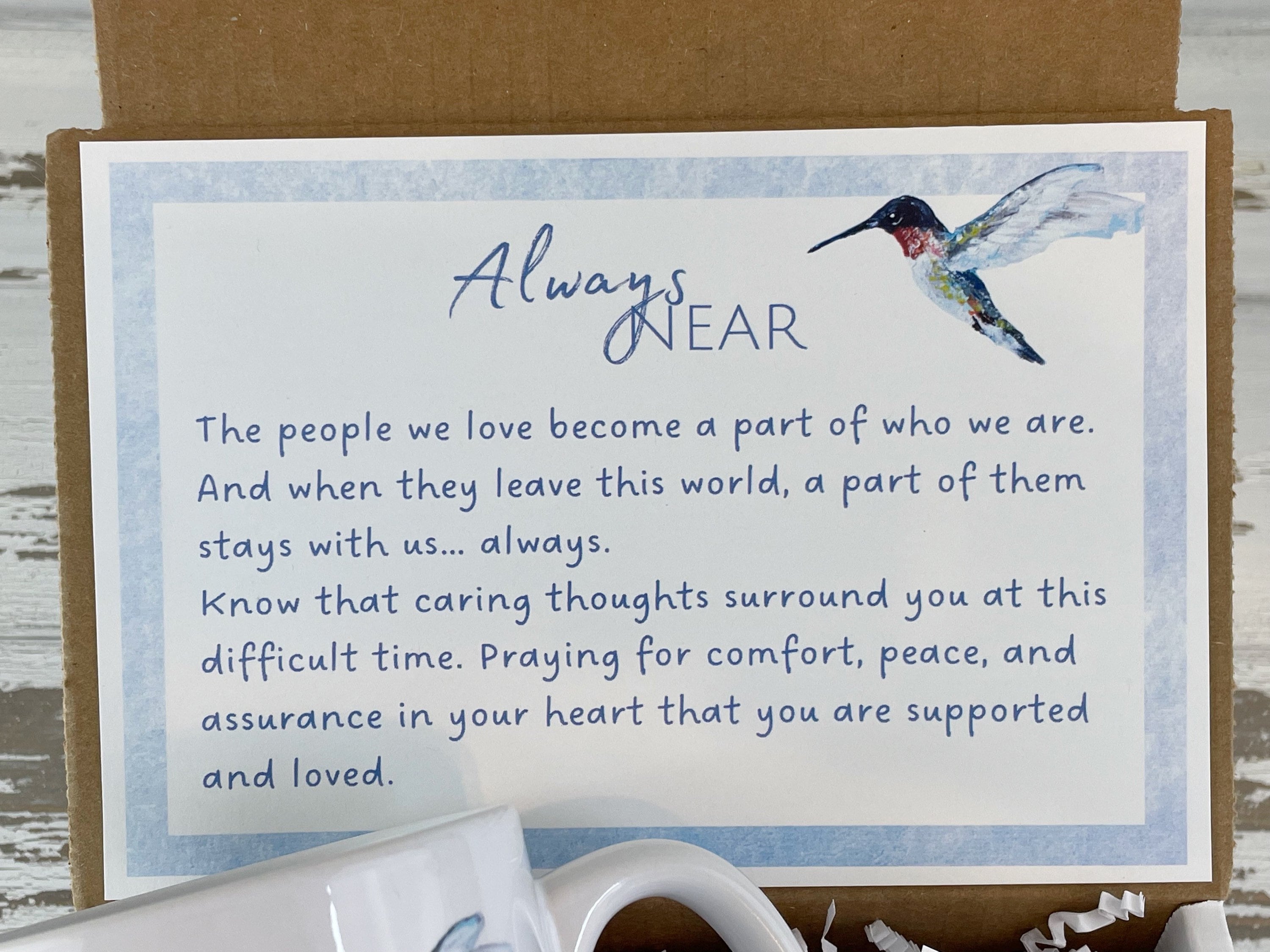Sympathy Hummingbird Always Near Mug gift set, Angelversary gift ...