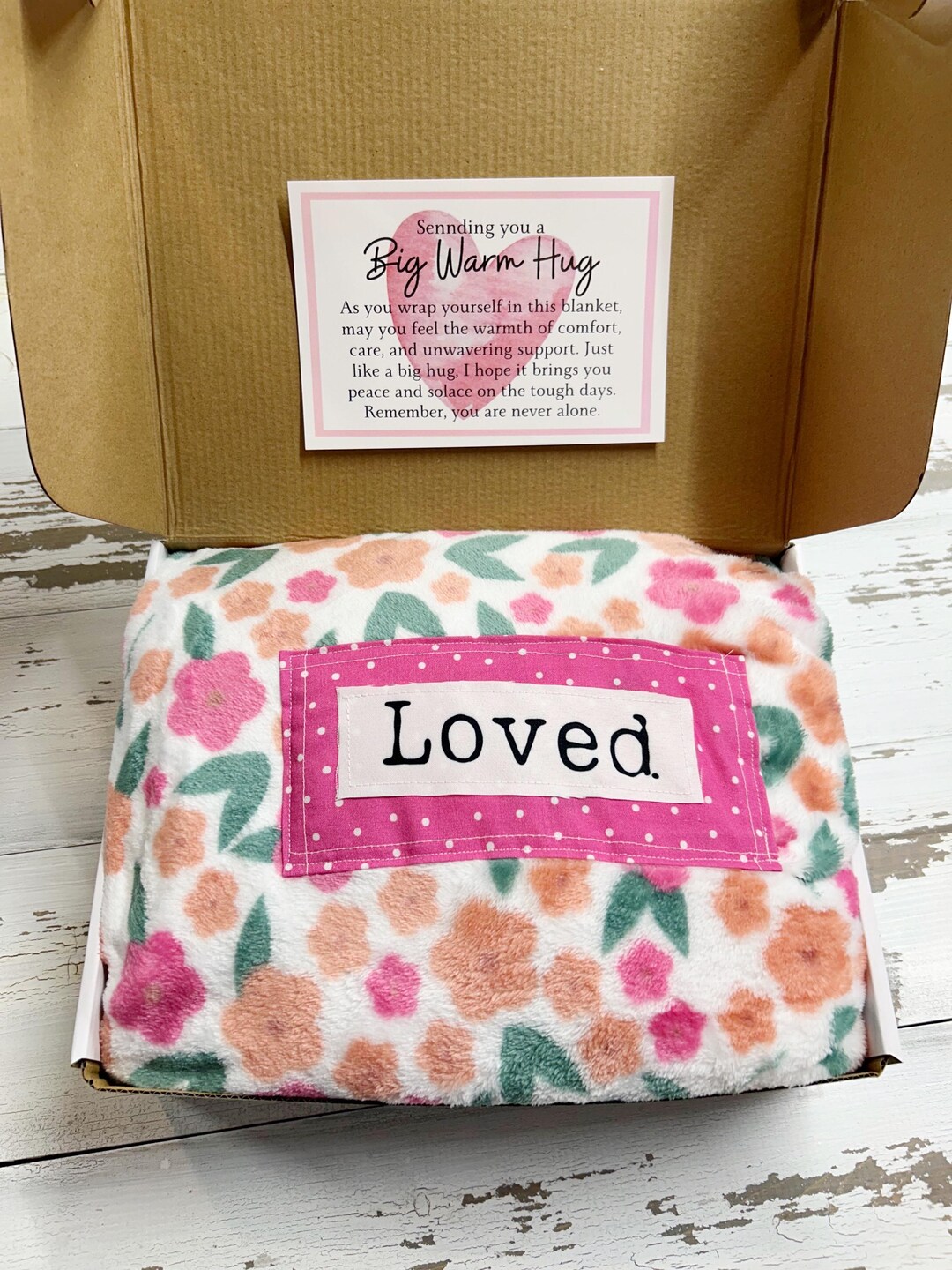 Sending You a HUG Box, Floral Blanket, Soft Blanket, Loved, Comforting ...