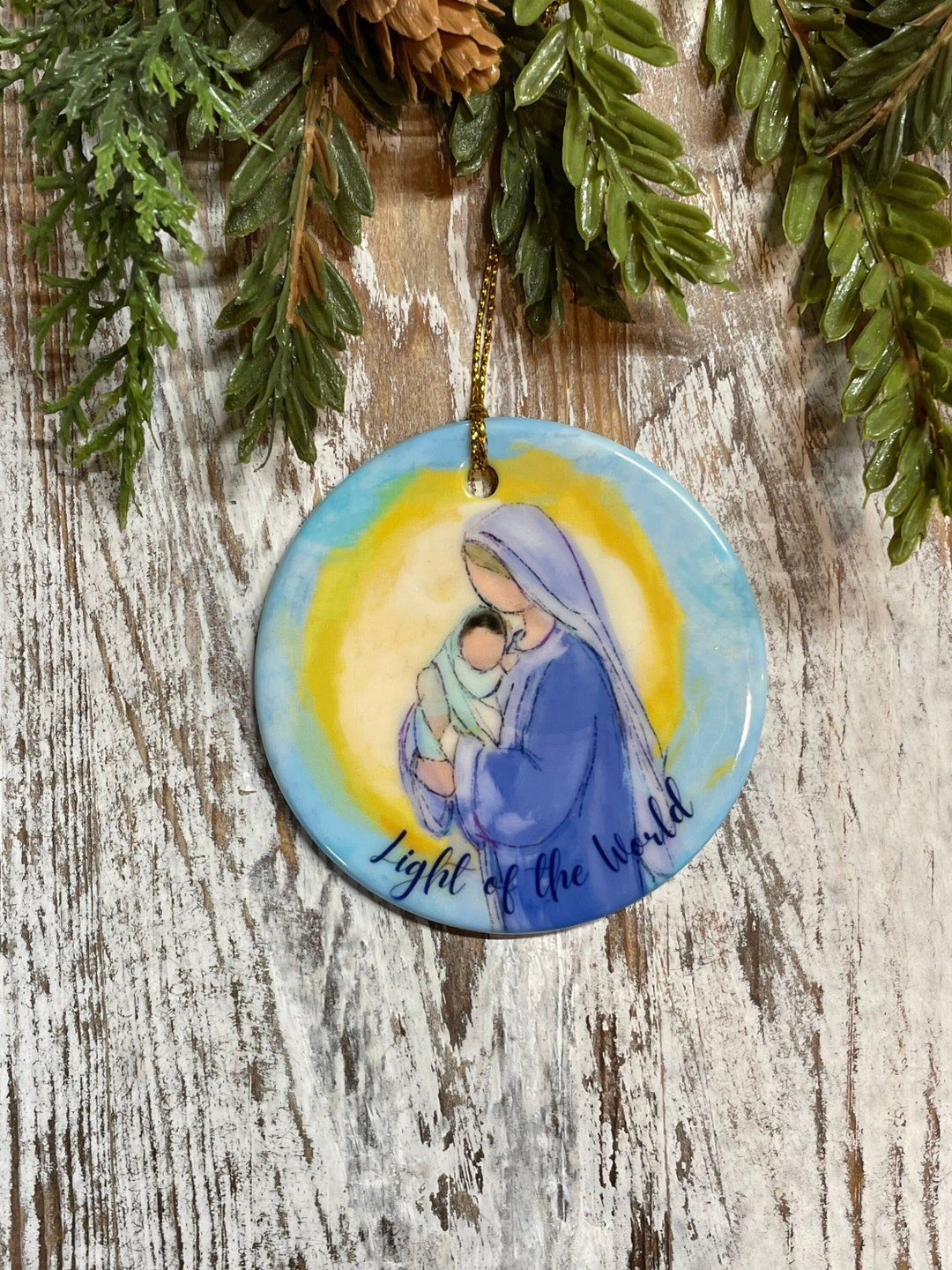 Virgin Mary and Jesus Christmas Ornament, Madonna and Child, Blessed ...