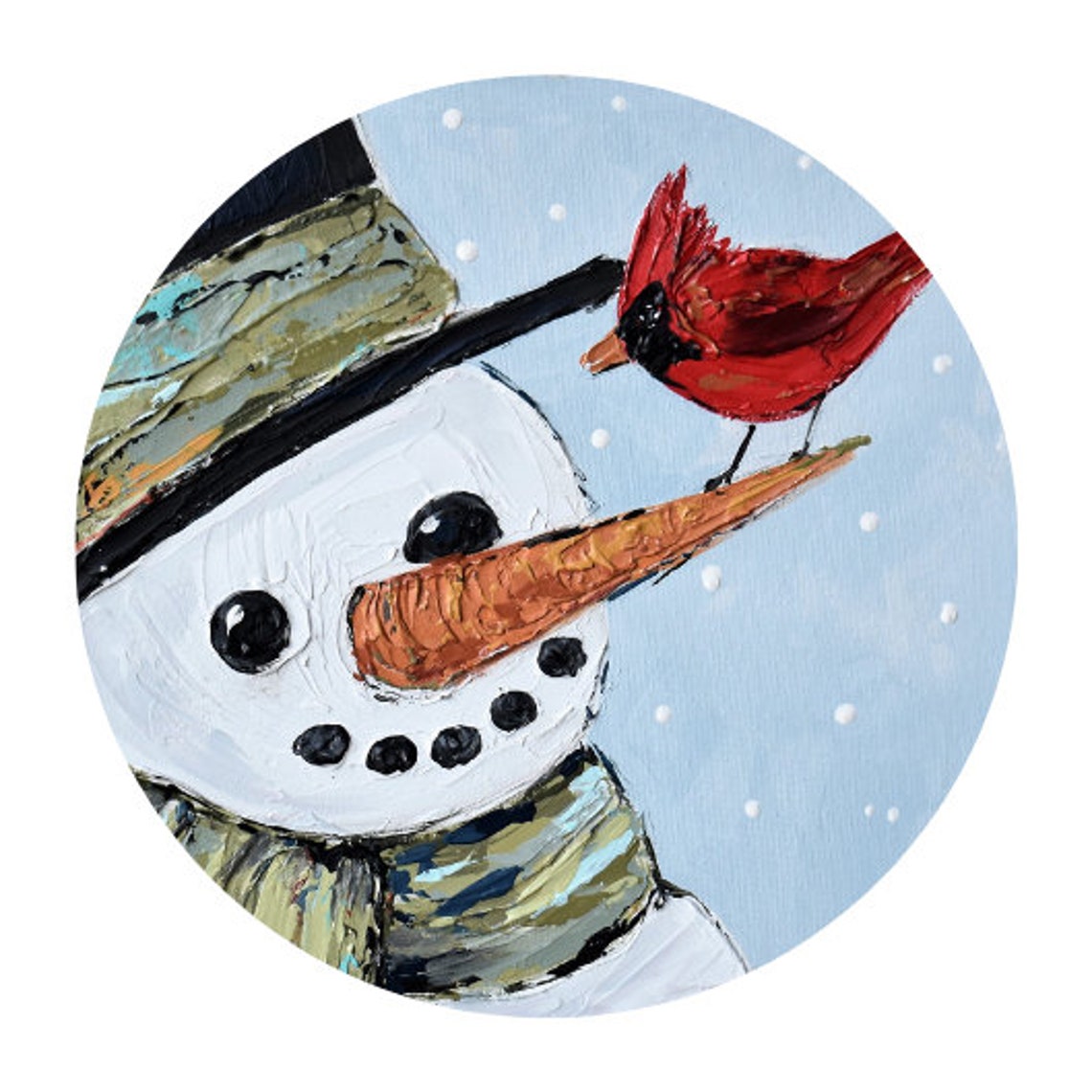 Snowman and Cardinal Christmas Ornament • Winter Snowman Ornament ...