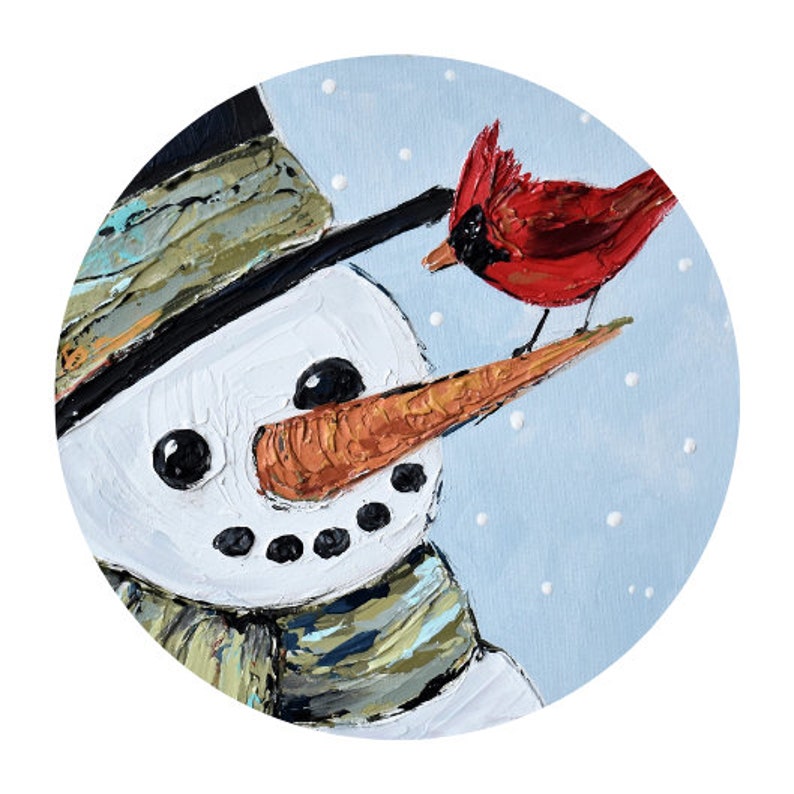 Snowman and Cardinal Christmas Ornament • Winter Snowman Ornament ...