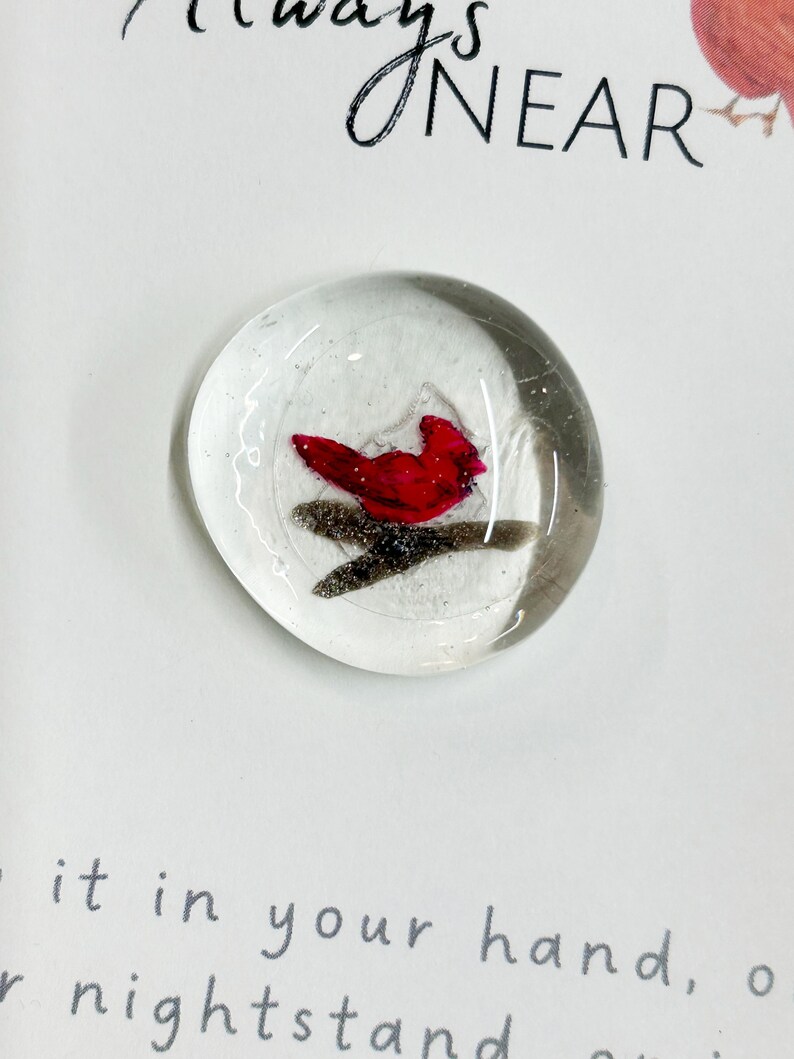 Cardinal Always Near Glass Gem Pocket Token Angelversary - Etsy