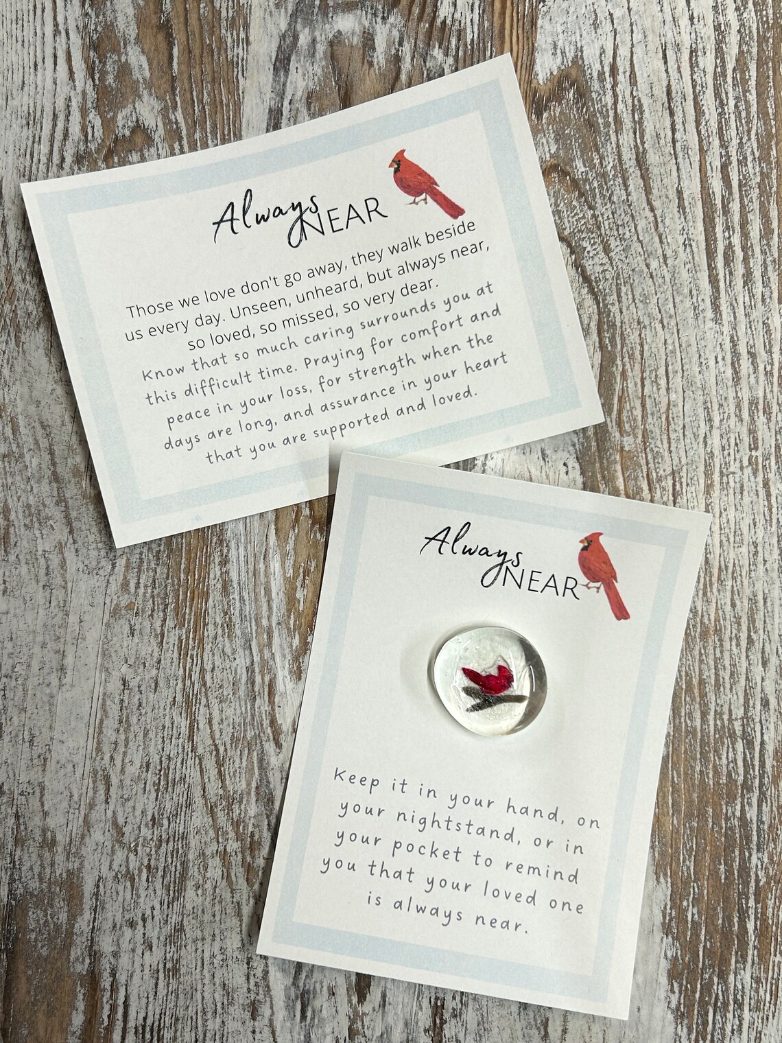 Cardinal Always Near Glass Gem Pocket Token Angelversary - Etsy
