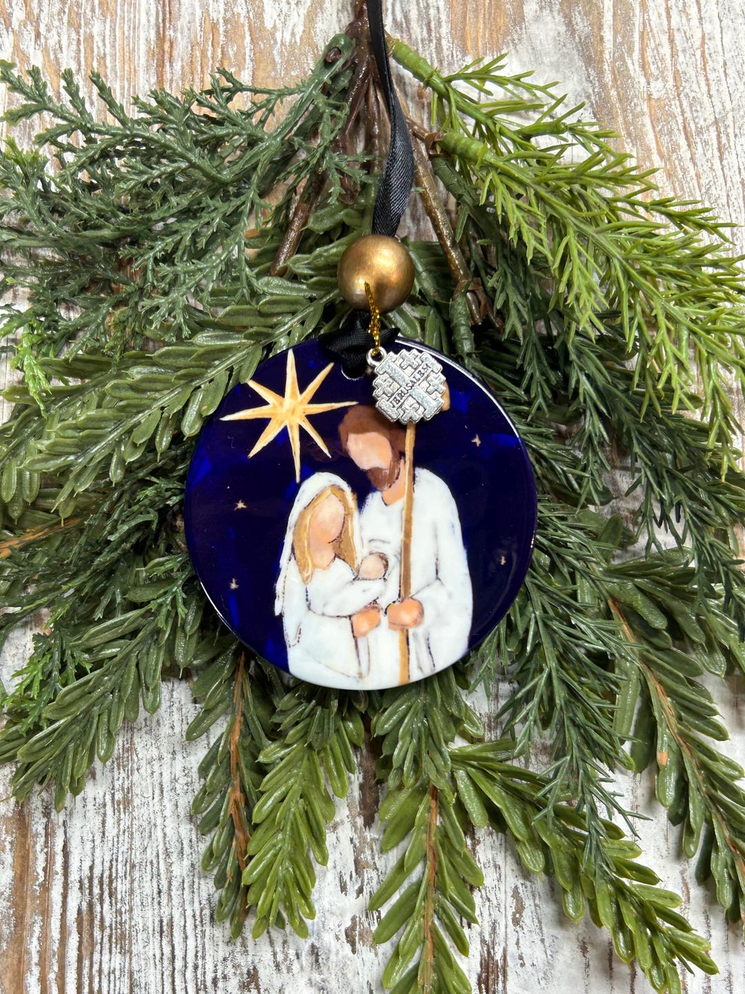Nativity Christmas Ornament, Mary, Joseph, Tree Trimming, Holiday Gift ...