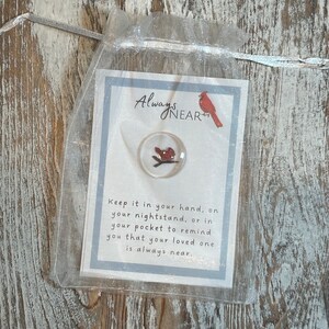 Cardinal Always Near Glass Gem, Pocket Token, Angelversary, Remembrance ...