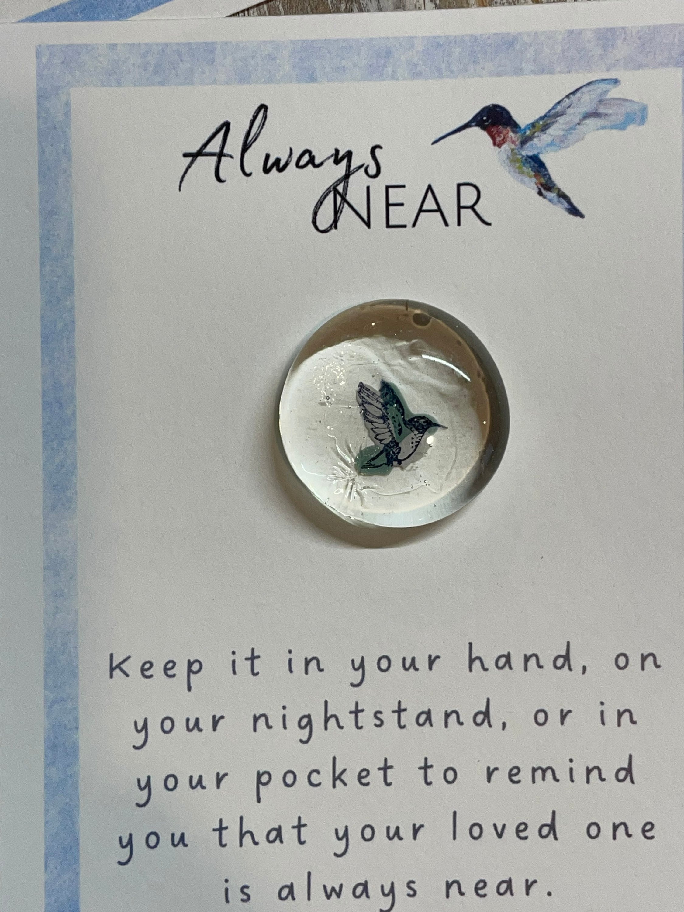 Hummingbird Always Near Glass Gem, Pocket Token, Angelversary ...